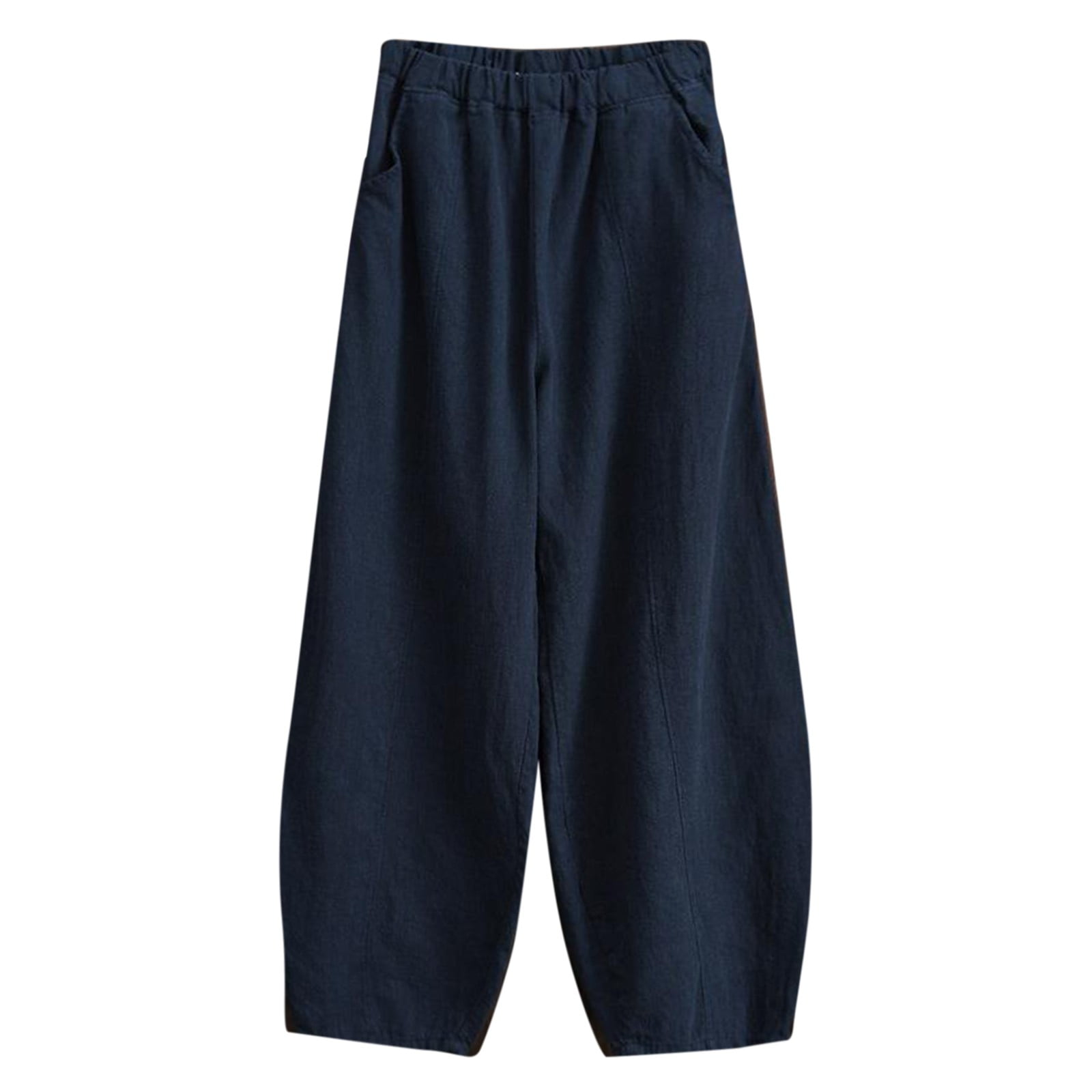 Huesdet Linen Pants for Women Straight Wide Leg Flowy Pants High ...