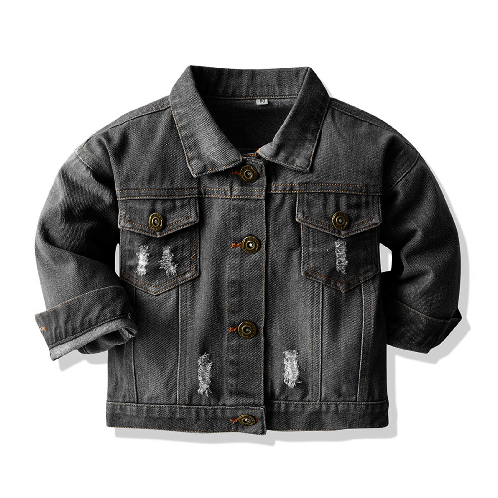 Huesdet Little Girl Denim Jacket Button Up Jean Jacket Long Sleeve ...