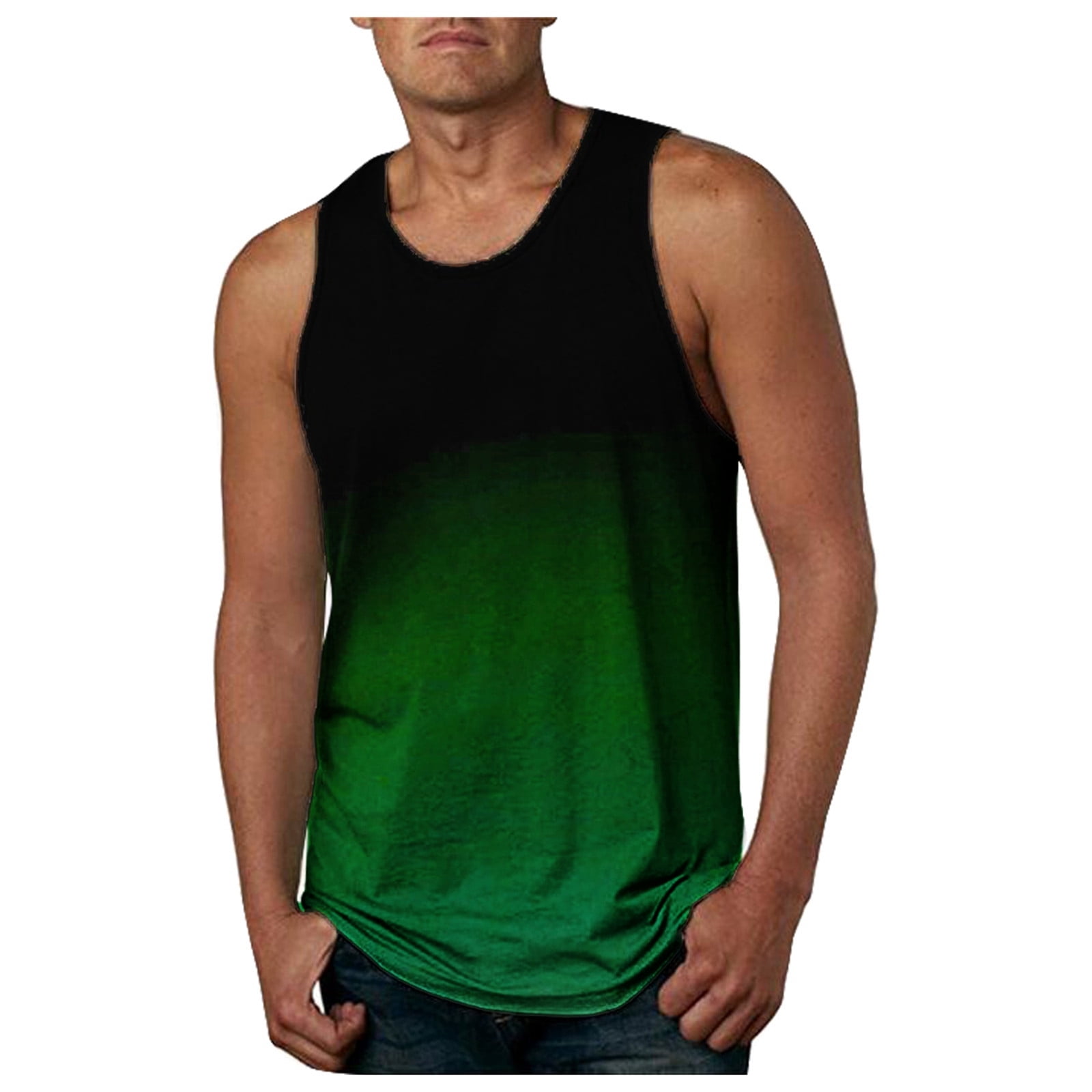 Gibobby Men's Tank Top Cotton Sleeveless Shirt Fashion Gradient ...