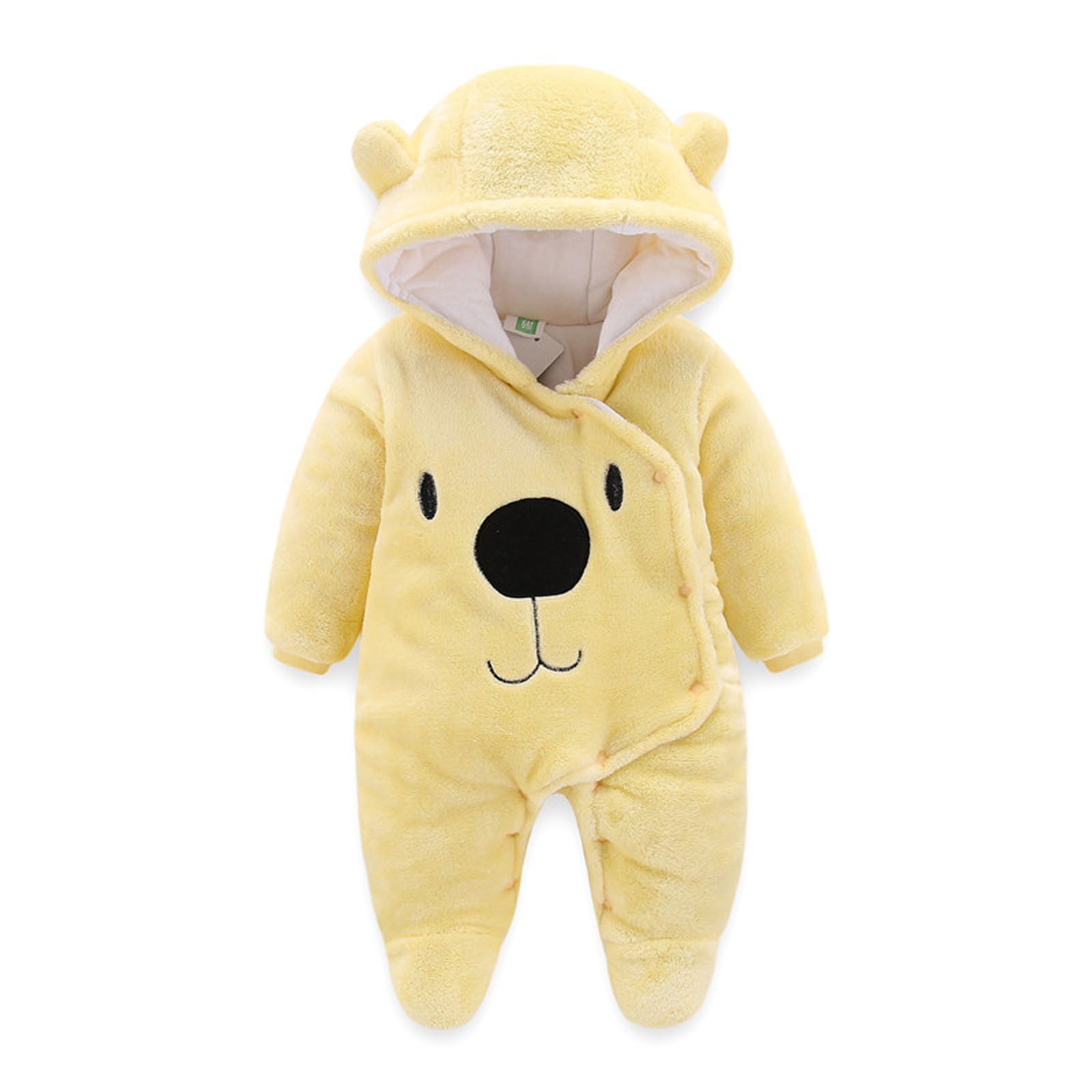 Huesdet Baby Boy Girl Zipper Fleece Footie with Bear Ears Snowsuit Long ...