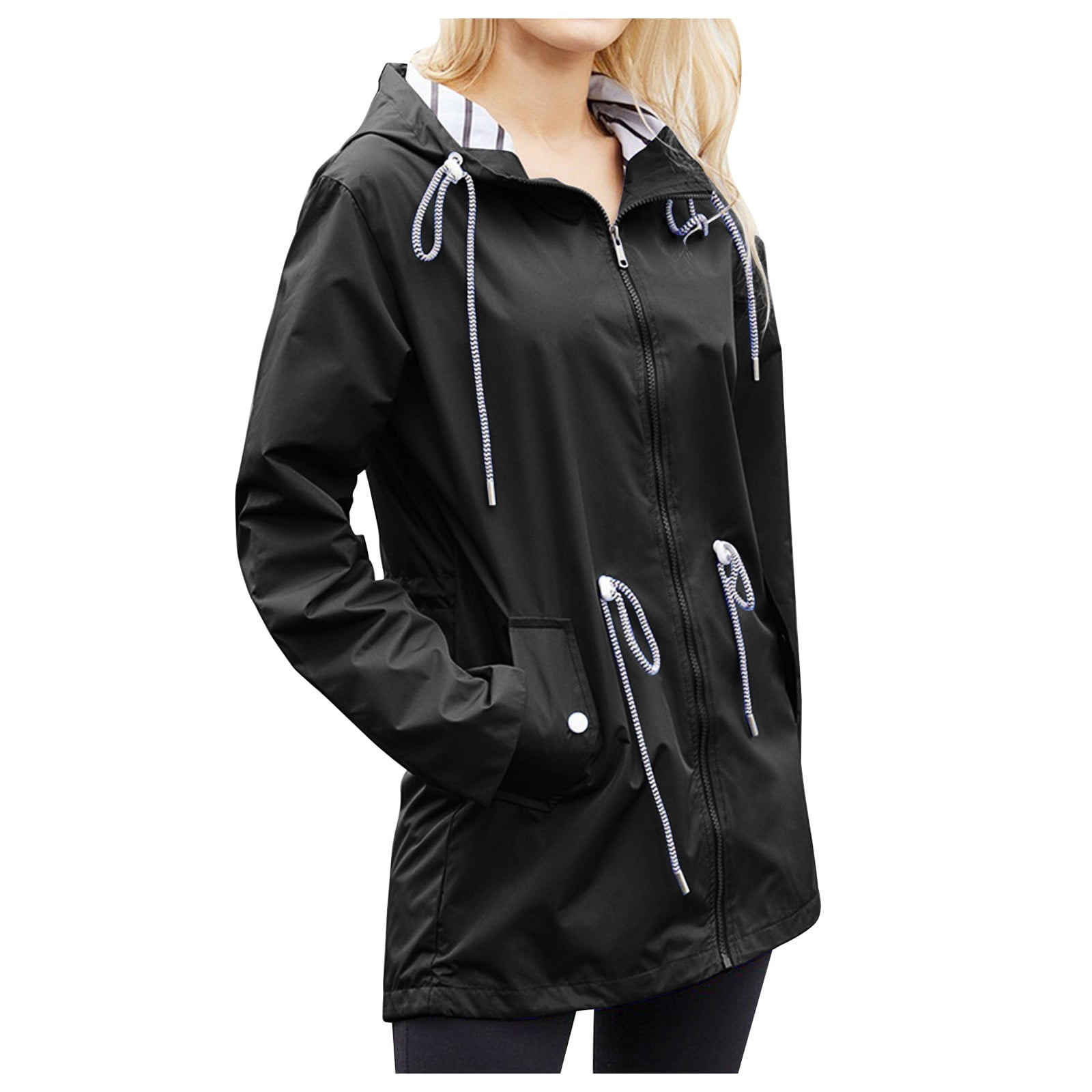 Huesdet Rain Jacket Women Waterproof with Hood Windbreaker Jacket ...