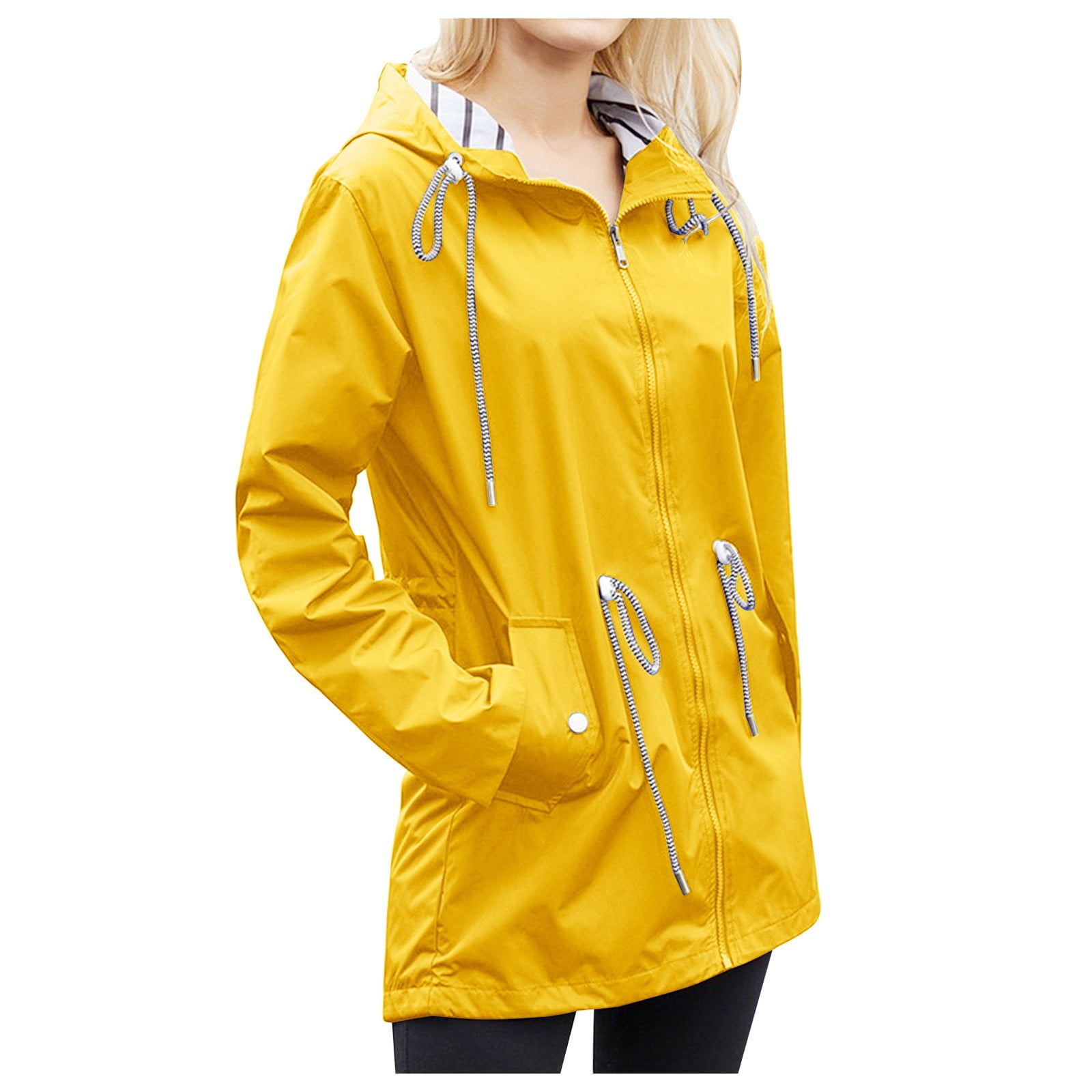Huesdet Raincoat for Women Solid Lined Rain Jackets Waterproof Outdoor ...