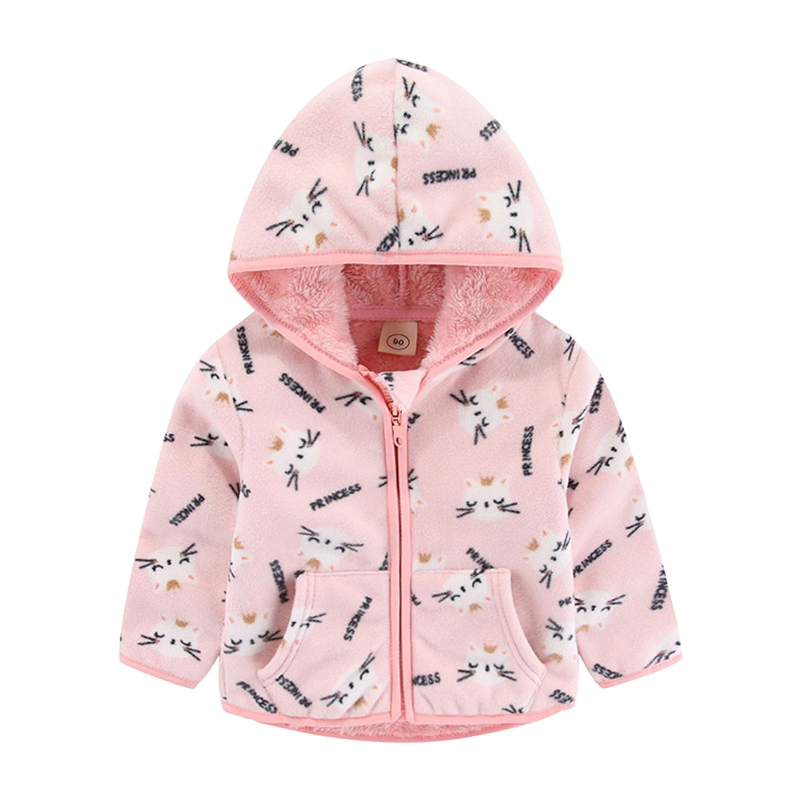 Huesdet Toddler Little Girls Fleece Jacket Kids Winter Cute Teddy Coat Zip Up Hoodie with ...