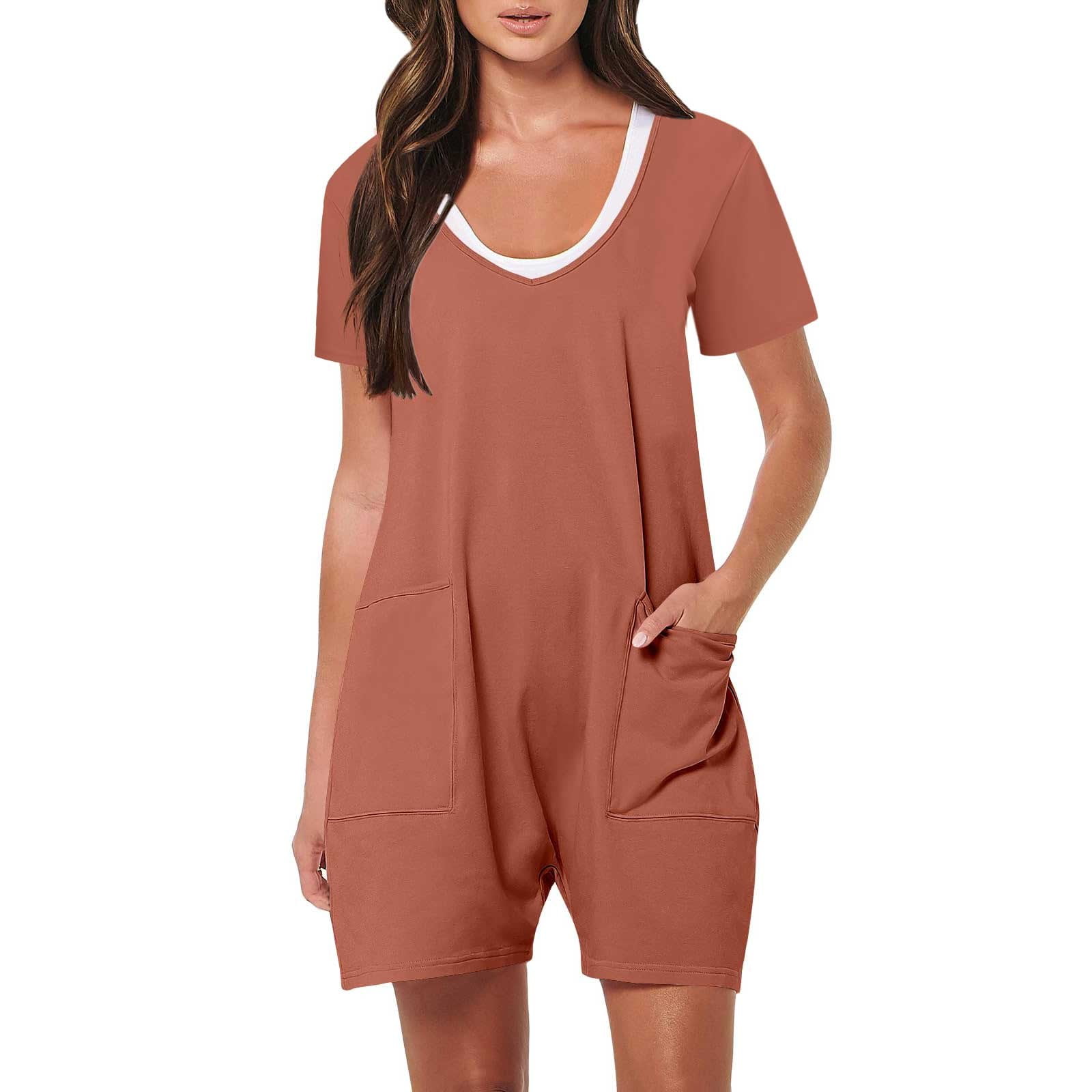 Huesdet Women Jumpsuits Summer Casual Rompers Sleeveless Loose Vacation ...