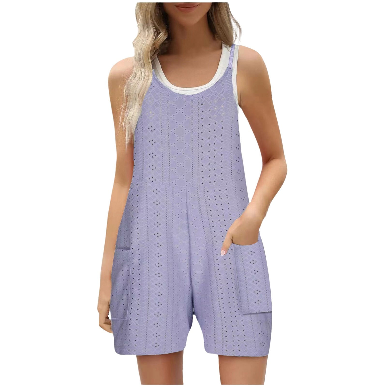 Huesdet Women Jumpsuits Summer Casual Rompers Sleeveless Loose Vacation ...