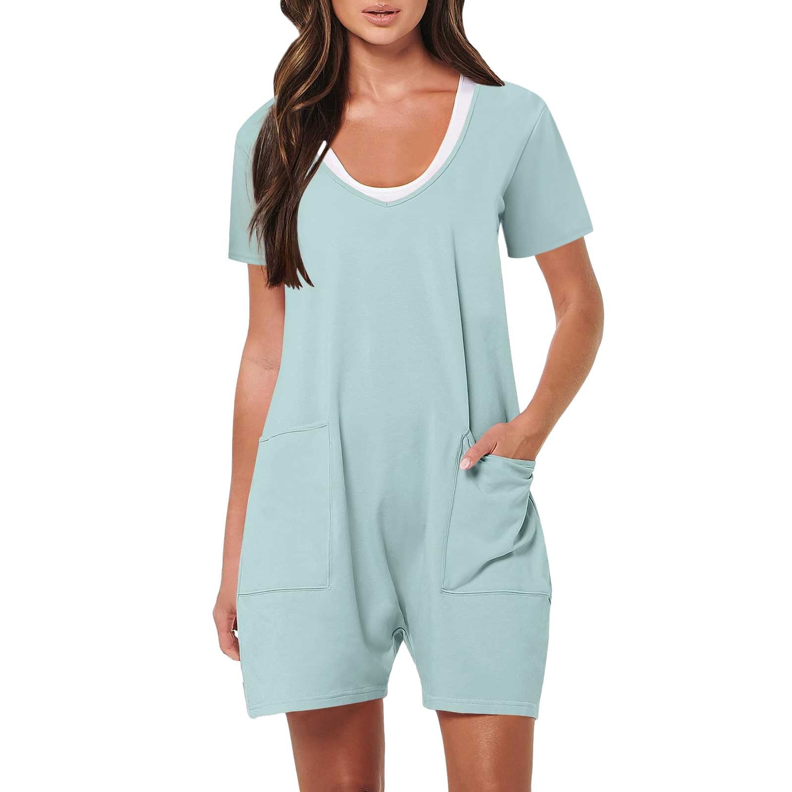 Huesdet Women Jumpsuits Summer Casual Rompers Sleeveless Loose Vacation ...