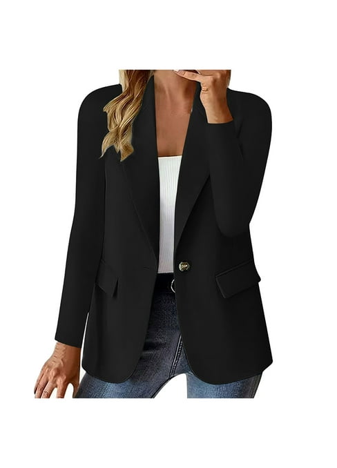 Made by Johnny Women's 3/4 Sleeve Blazer Open Front Cardigan Jacket Work Office Blazer L KHAKI ...