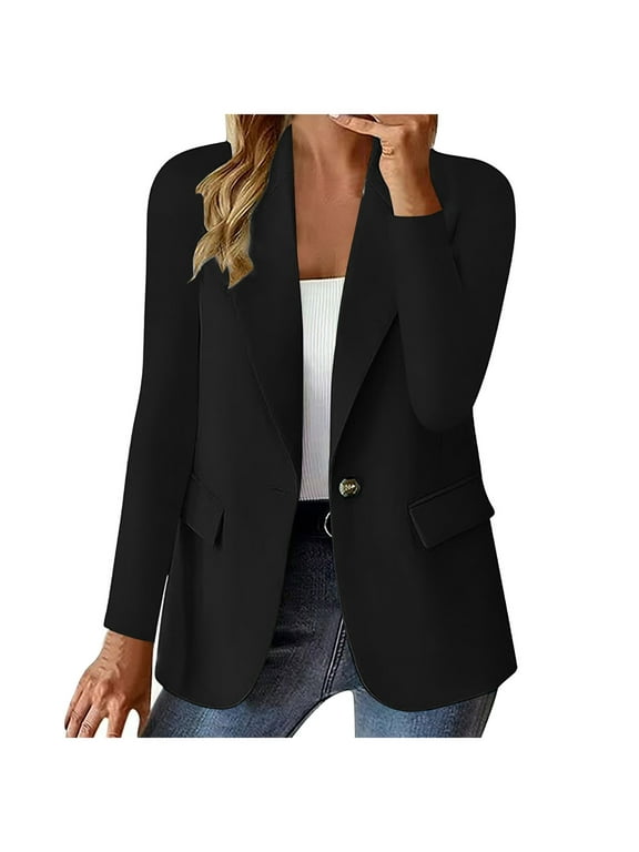 Made by Johnny Women's 3/4 Sleeve Blazer Open Front Cardigan Jacket ...