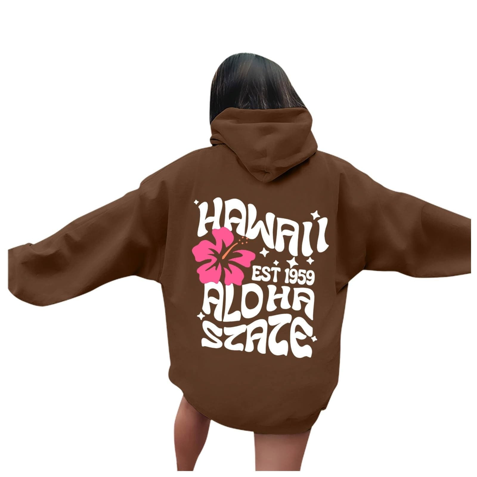 Huesdet Womens Oversized Long Sleeve Hoodies Drawstring Hood ...