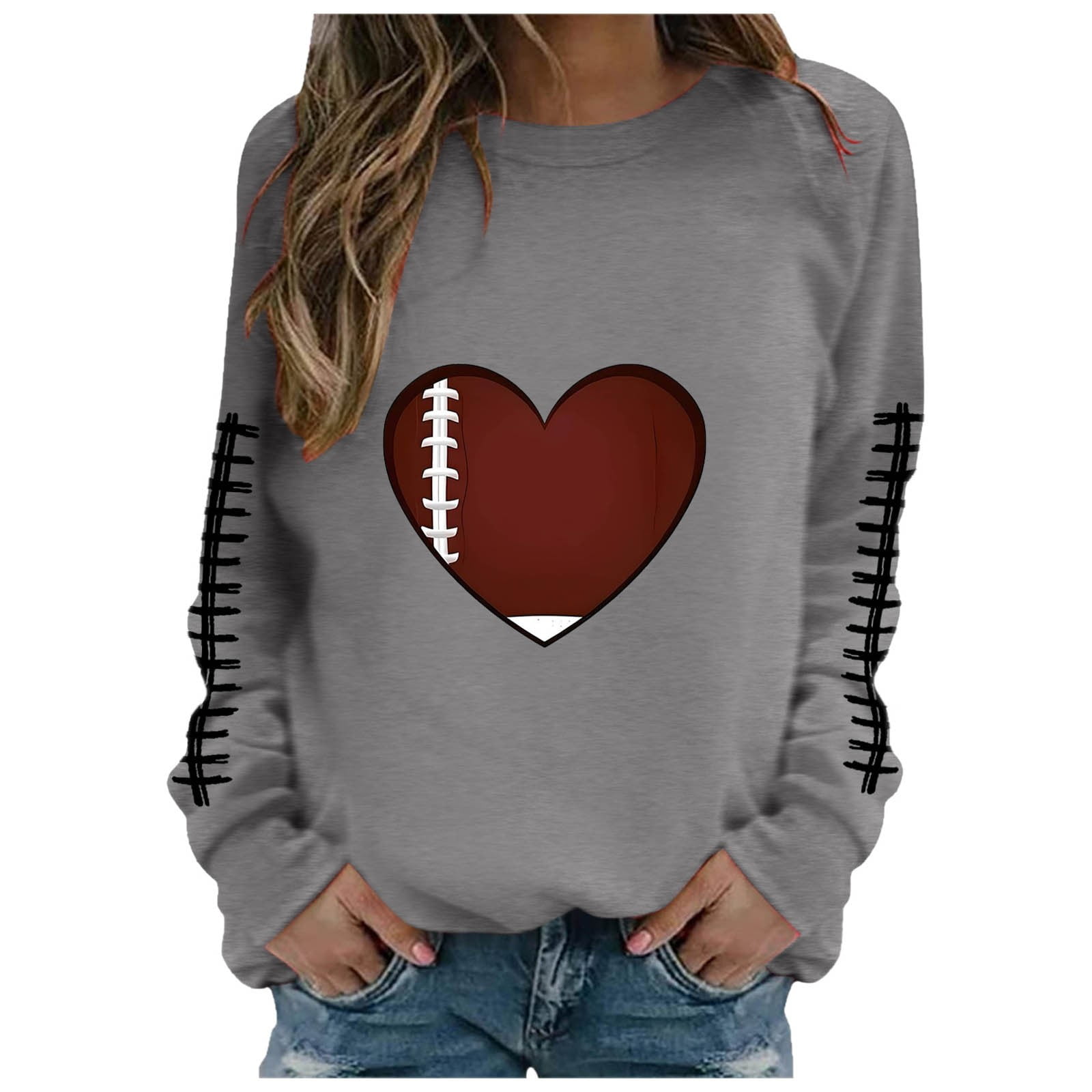 Huesdet Womens Print Long Sleeve Crewneck Oversized Loose Cozy Soft ...