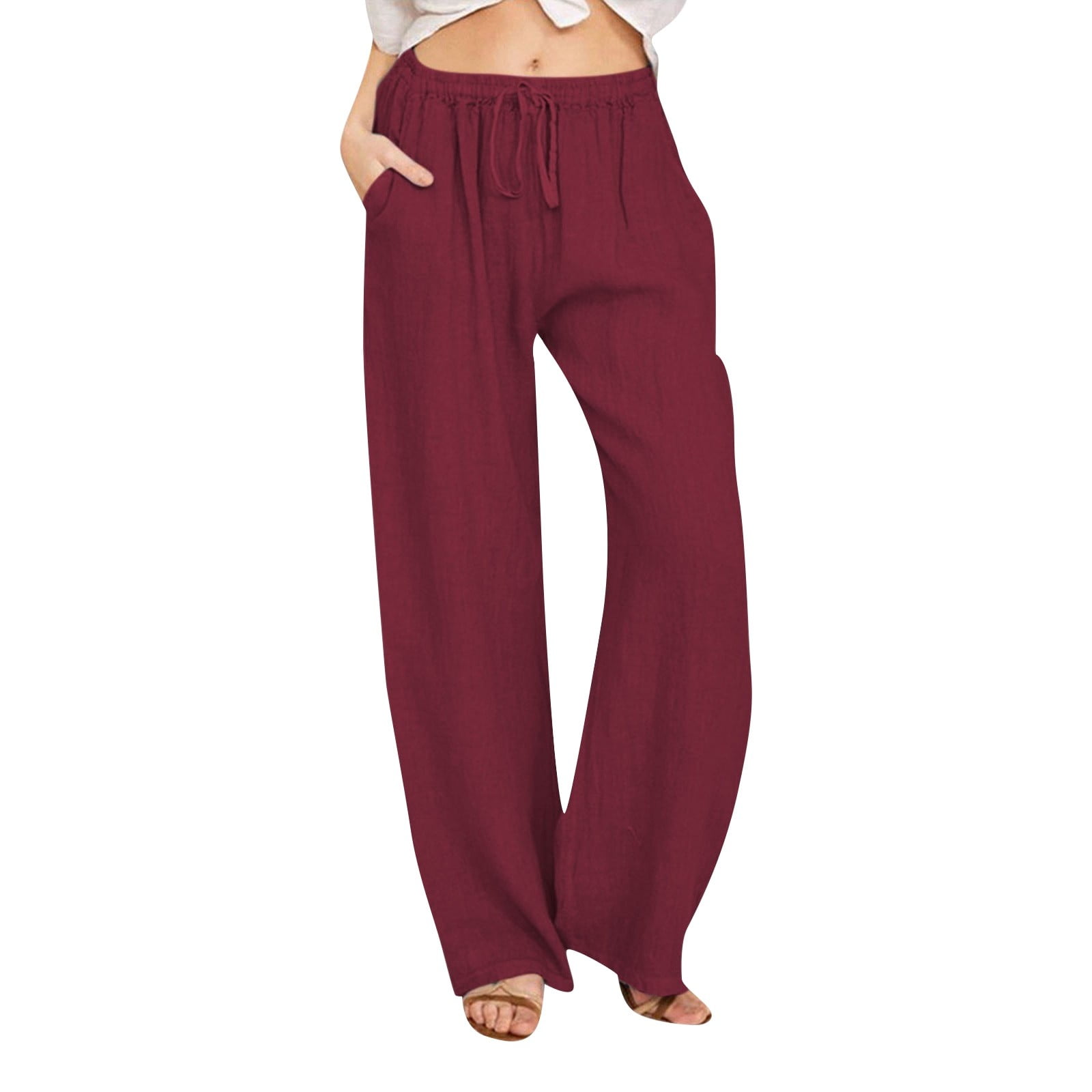 Huesdet Womens Wide Leg Lounge Pants High Waisted Flowy Palazzo Slacks ...