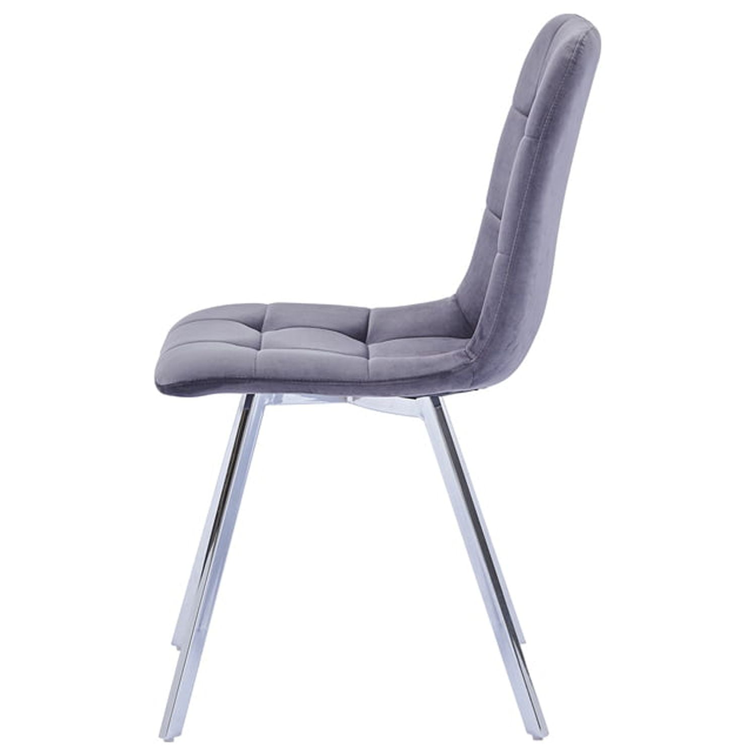 Huey Tufted Dining Room Chairs - Upholstered Velvet Fabric, Silver ...