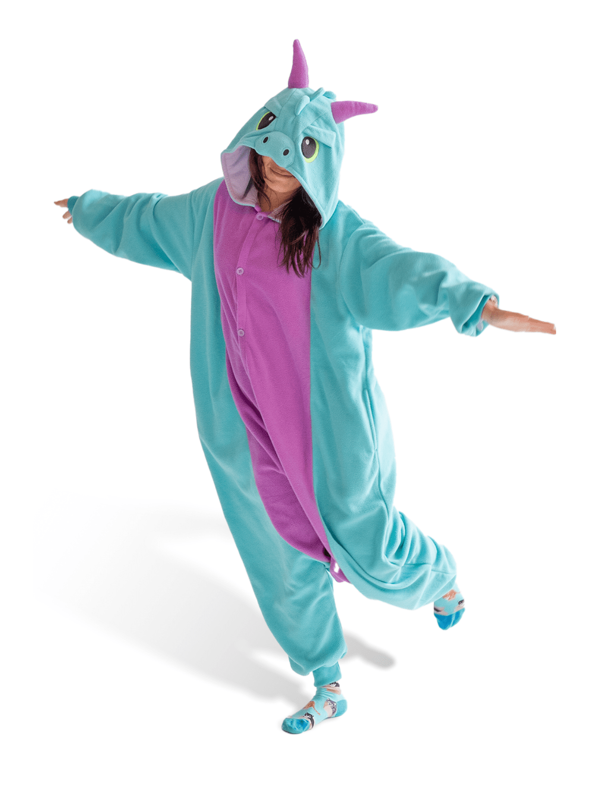 Huff the Teal Dragon Kigurumi Unisex Adult Onesie Pajamas Animal One ...
