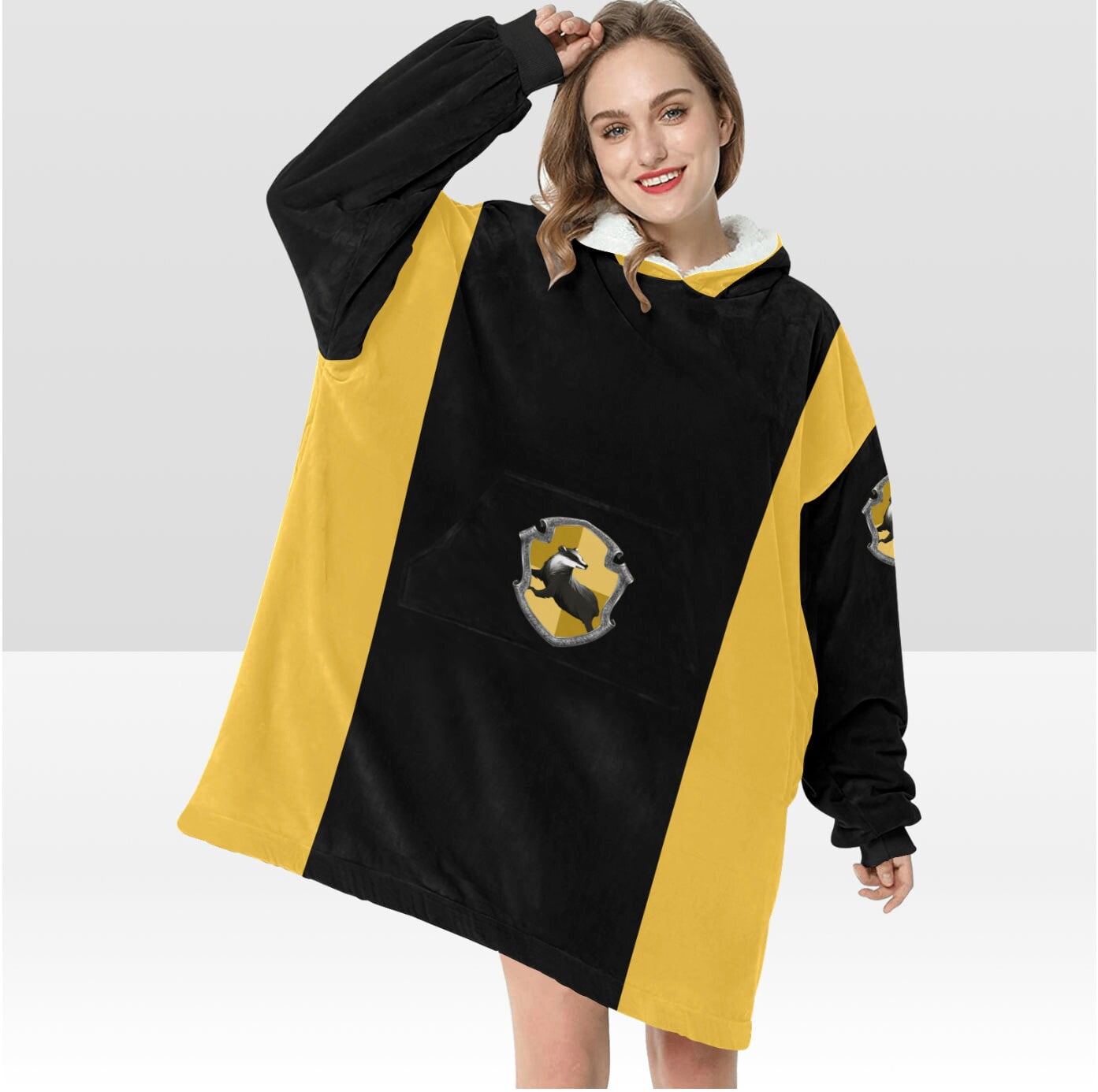Huffle Honey Badger Sherpa Fleece House Robe Cloak - Walmart.com