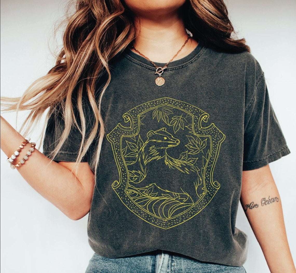Hufflepuff Logo Harry Potter Yellow House Comfort Colors T-Shirt ...