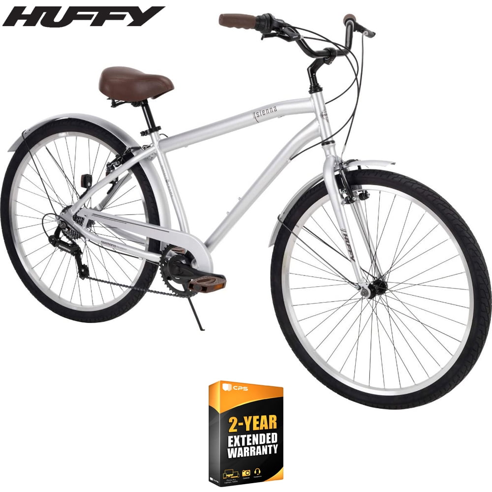 Huffy 26760 Sienna Men's 27.5inch 7-Speed Comfort Bike - Silver Bundle with 2 YR CPS Enhanced ...