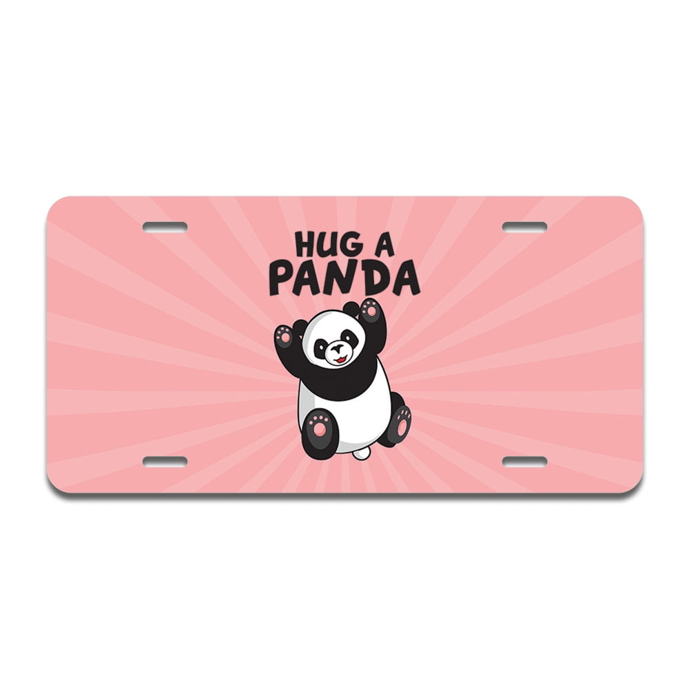 Hug A Panda Aluminum License Plate| License Plate 12" X 6" Fits Any Car ...