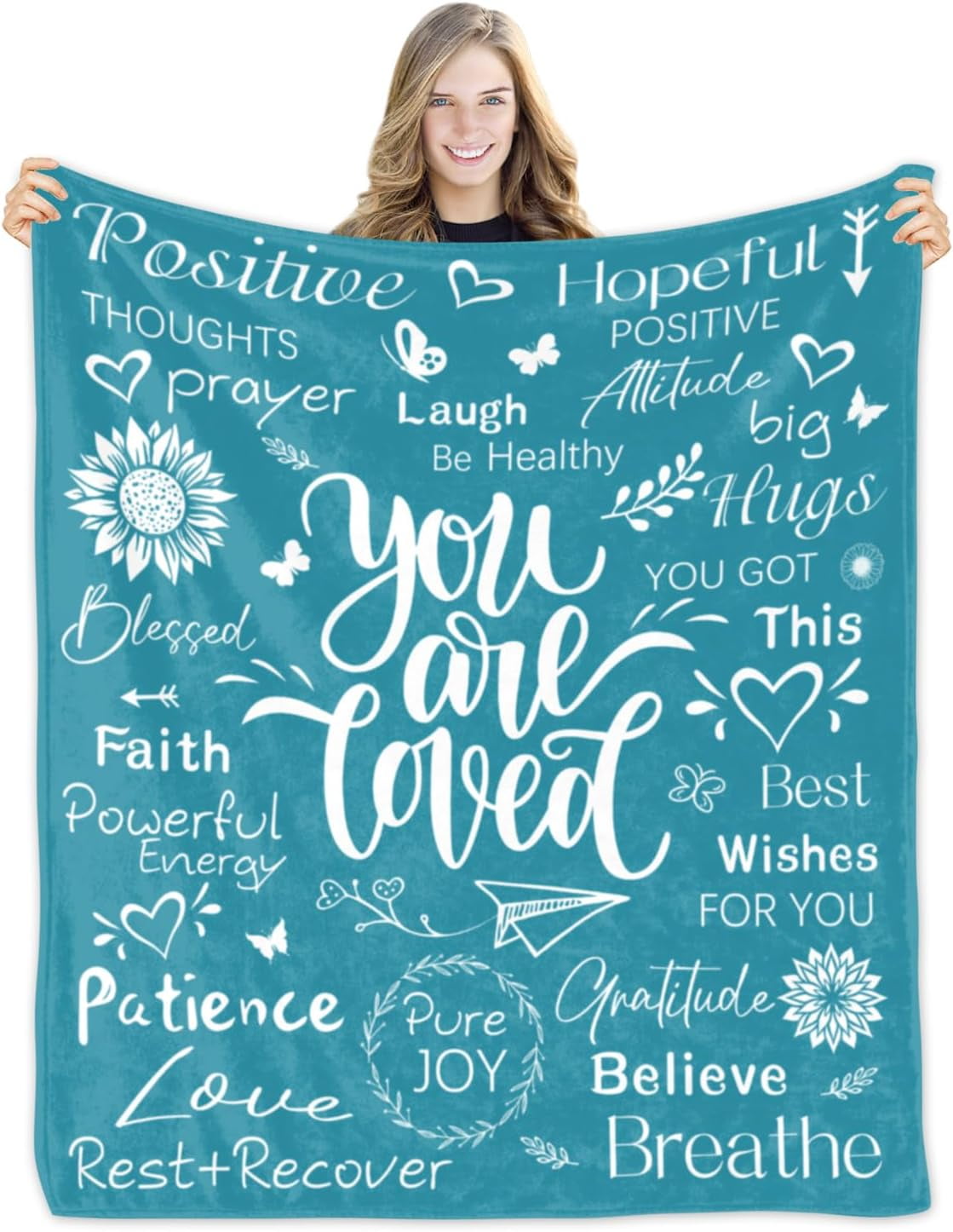 Hug Blanket Get Well Gift for Women Men Super Soft Inspirational Words ...