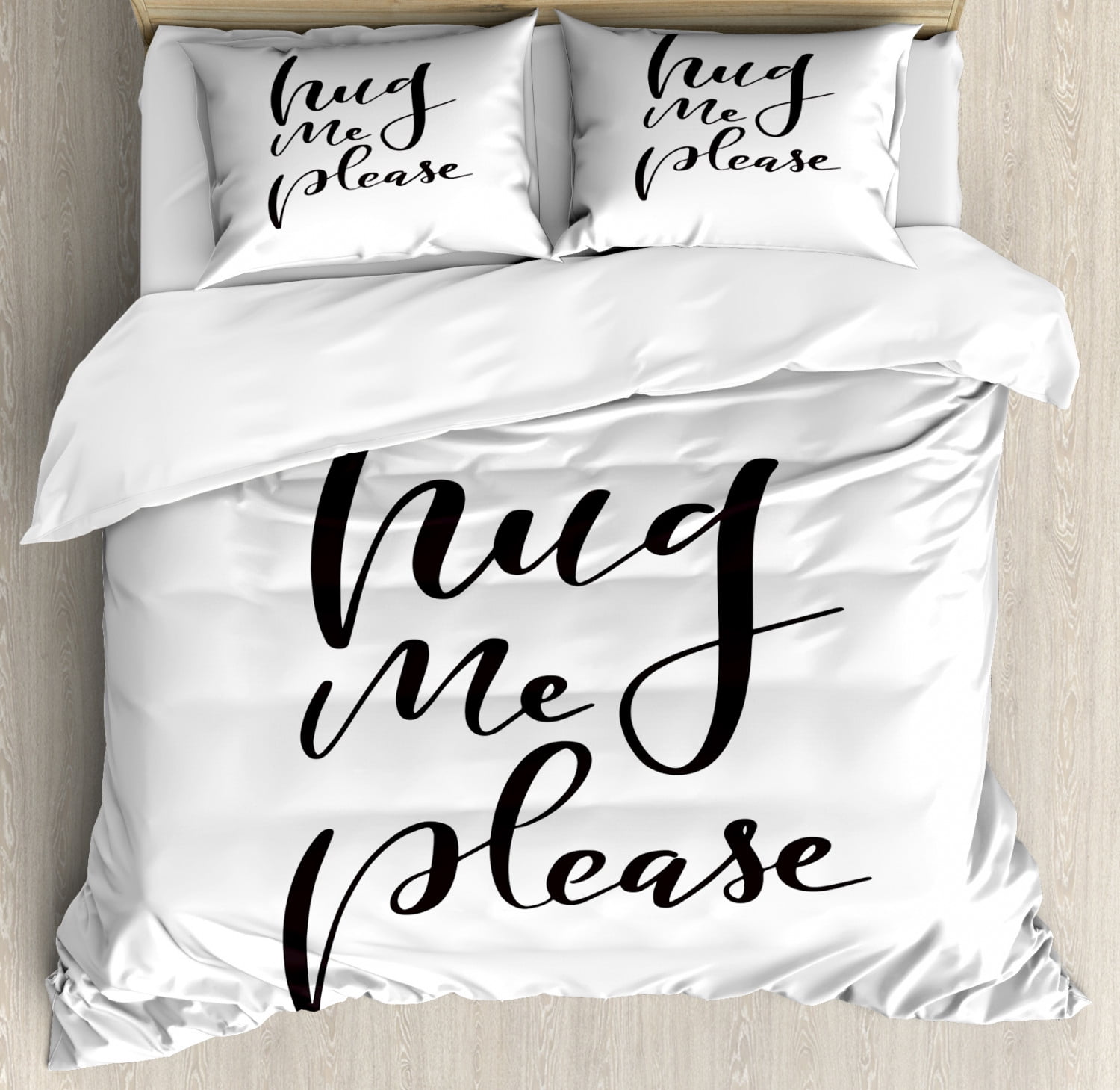 Hug Duvet Cover Set King Size, Simplistic Ink Brush Written Hug Me ...