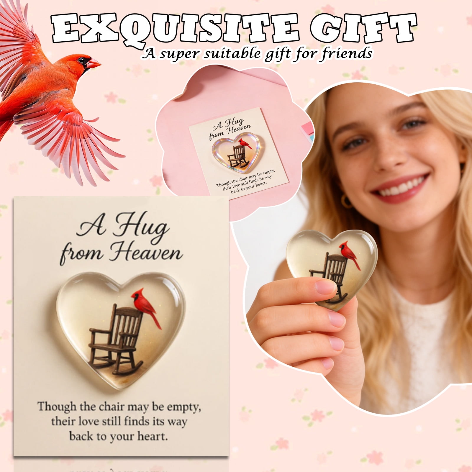 A Hug From Heaven Red Bird Pocket Hug Gift, Decorative Figurine With ...