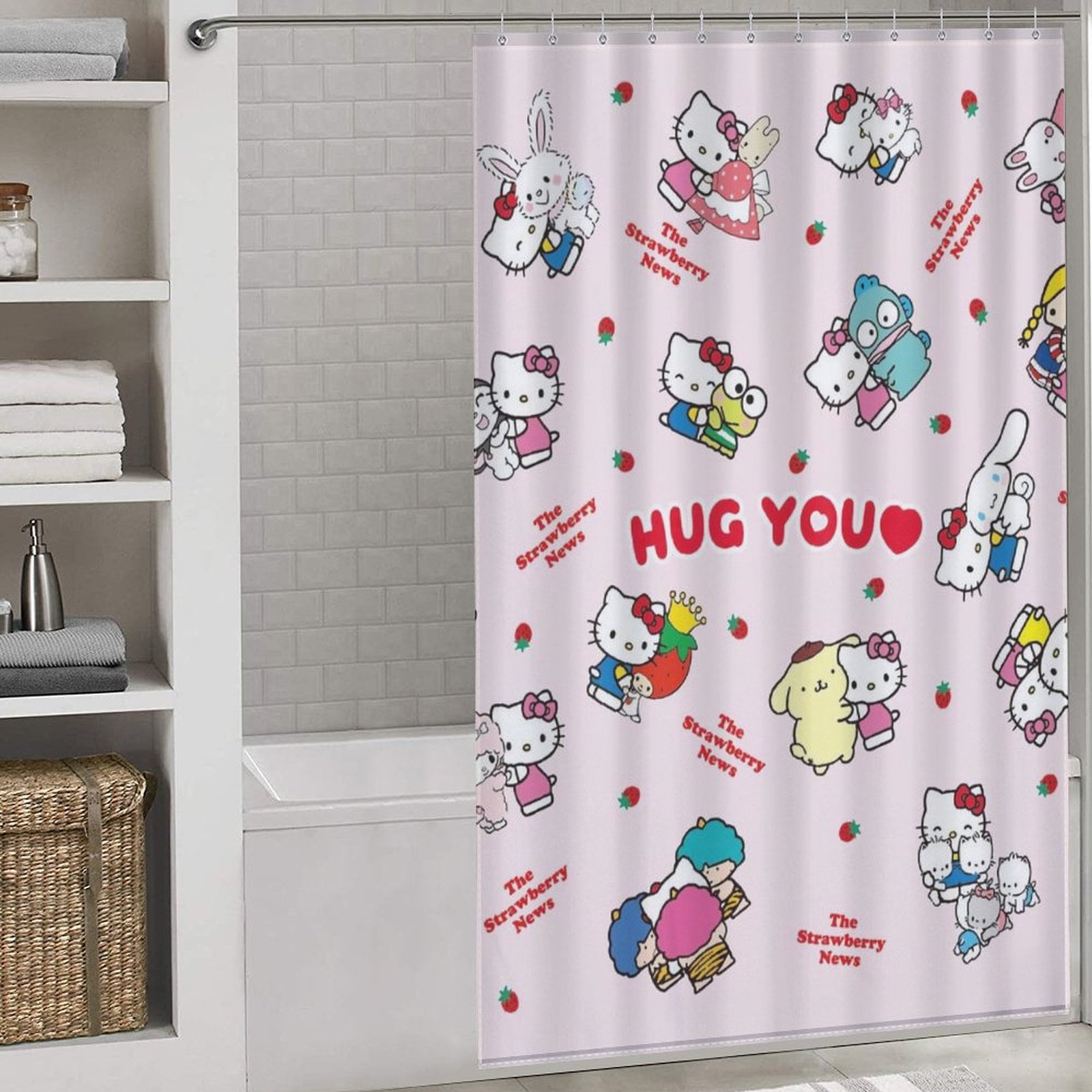Hug Kuromi Melody Hello-Kitty Cinnamoroll Shower Curtains for Bathroom ...