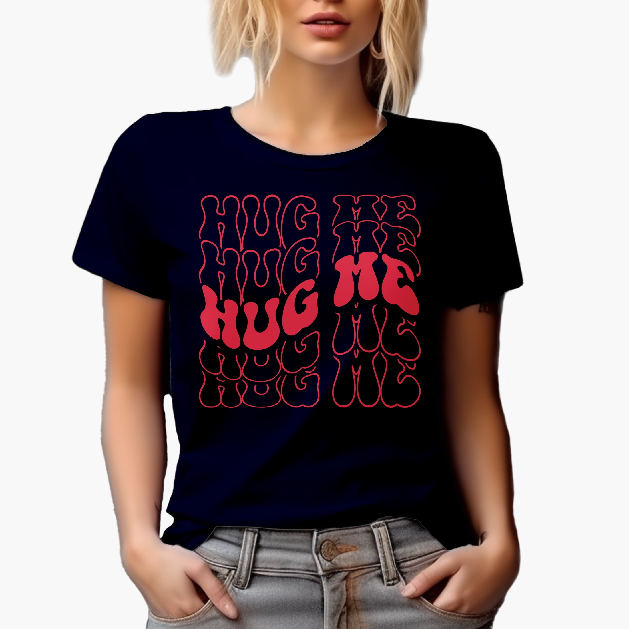 Hug Me, Expressing Love by Hugging Themed, Groovy Retro Wavy Text Merch ...