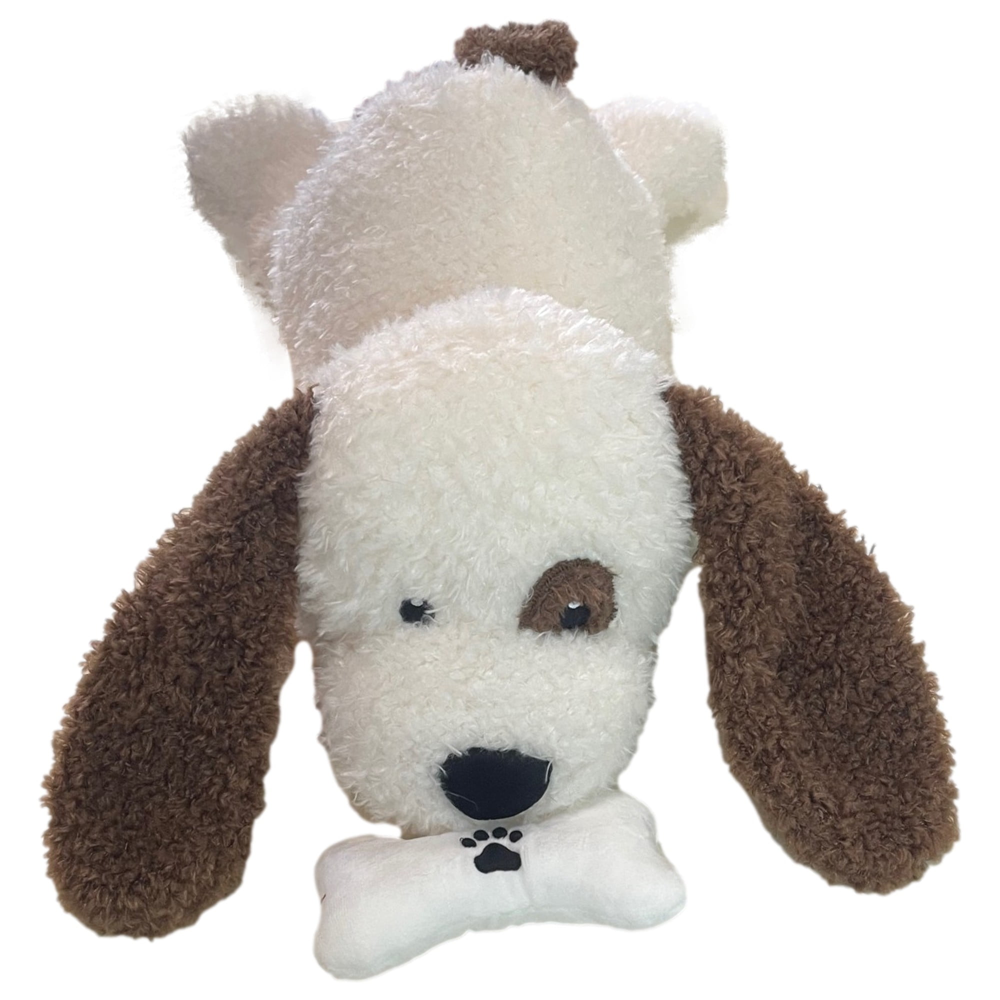 Hug Me Plush Fuzzy Ivory & Brown Laying Puppy Dog, 24" Floppy Stuffed ...