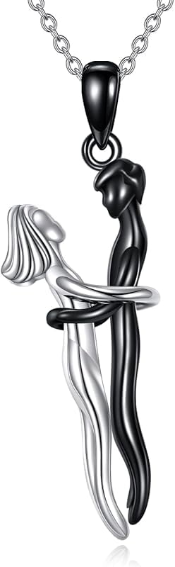 Hug Necklace Sterling Silver Love Couple Hugging Pendant His And Hers ...
