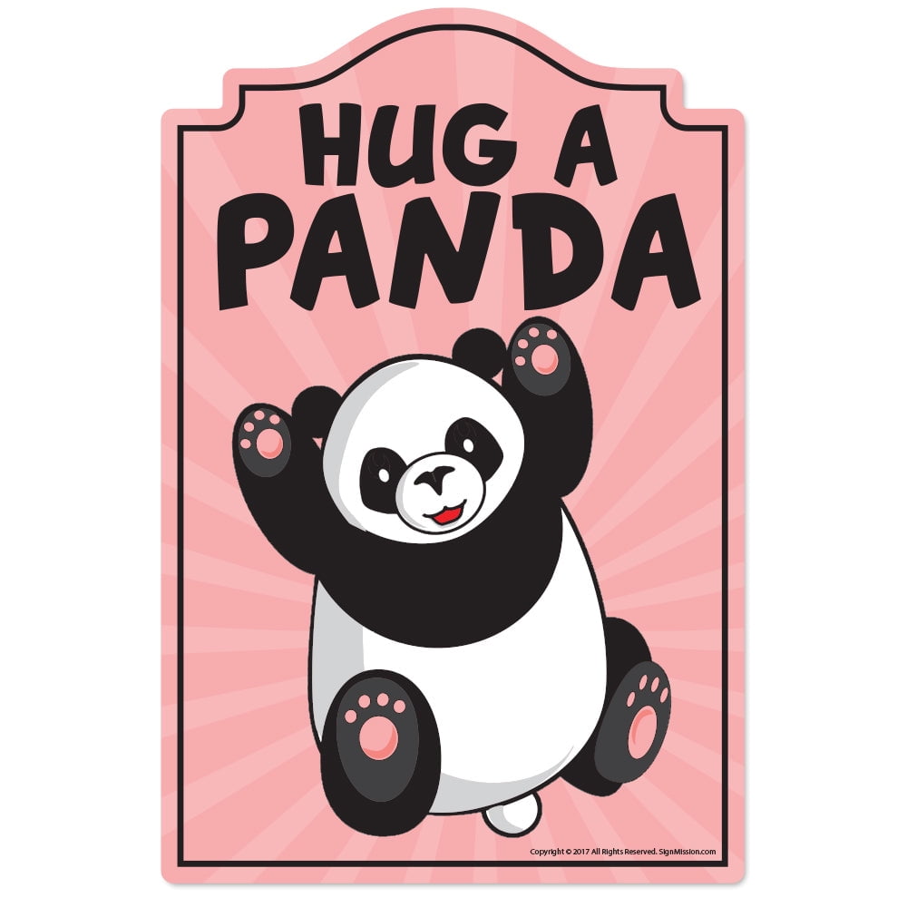 Hug A Panda Novelty Sign | Indoor/Outdoor | Funny Home Décor for ...
