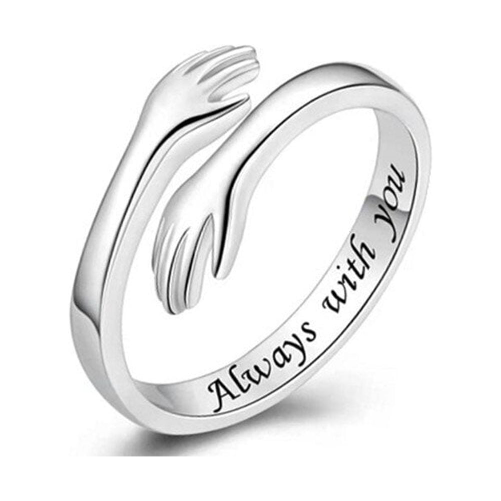 Hug Rings for Women Men Adjustable Finger Rings Silver Hug Open Ring ...