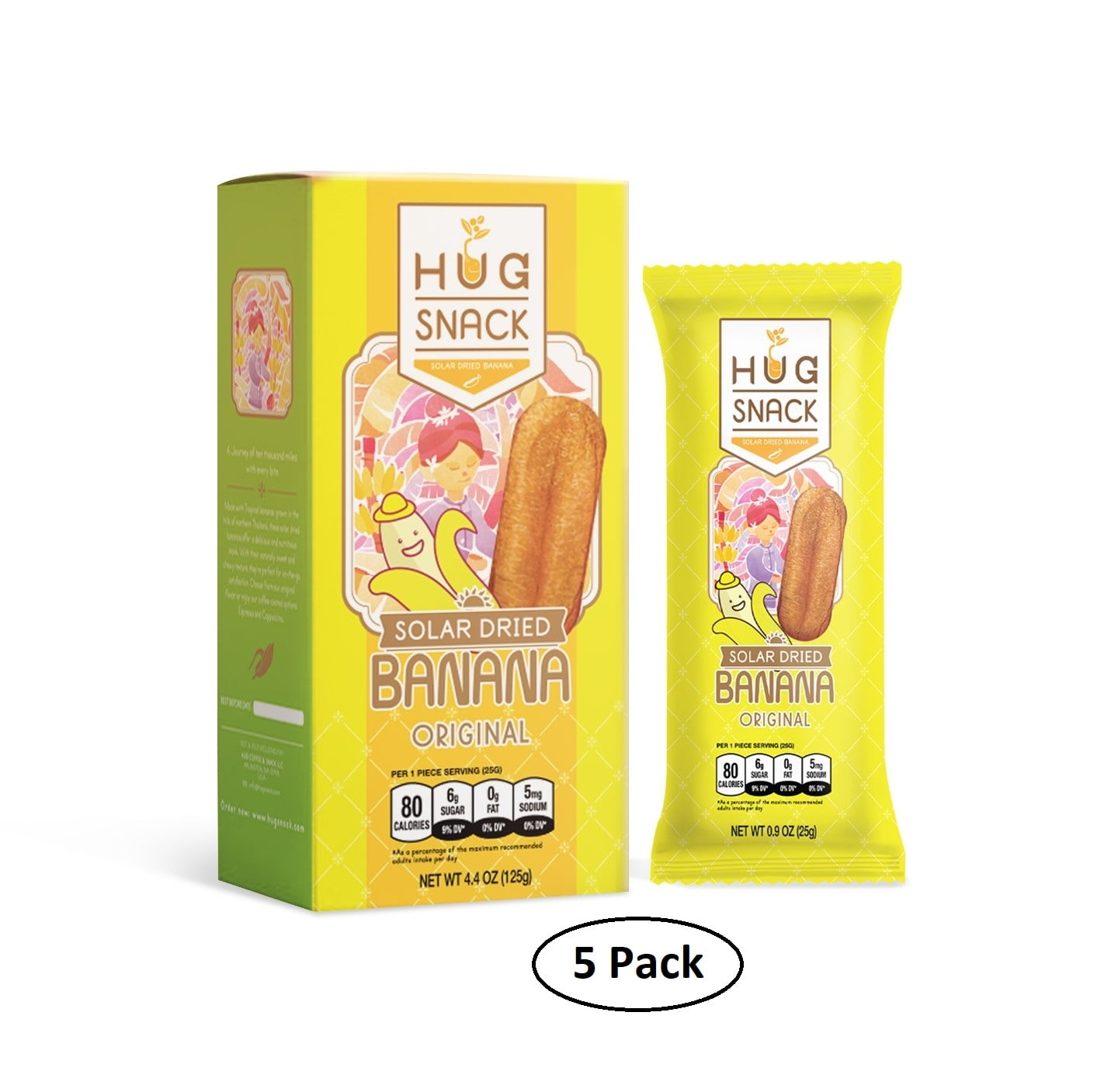 Hug Snack Natural Sun-Dried Banana, Naturally Sweet, Chewy Texture ...