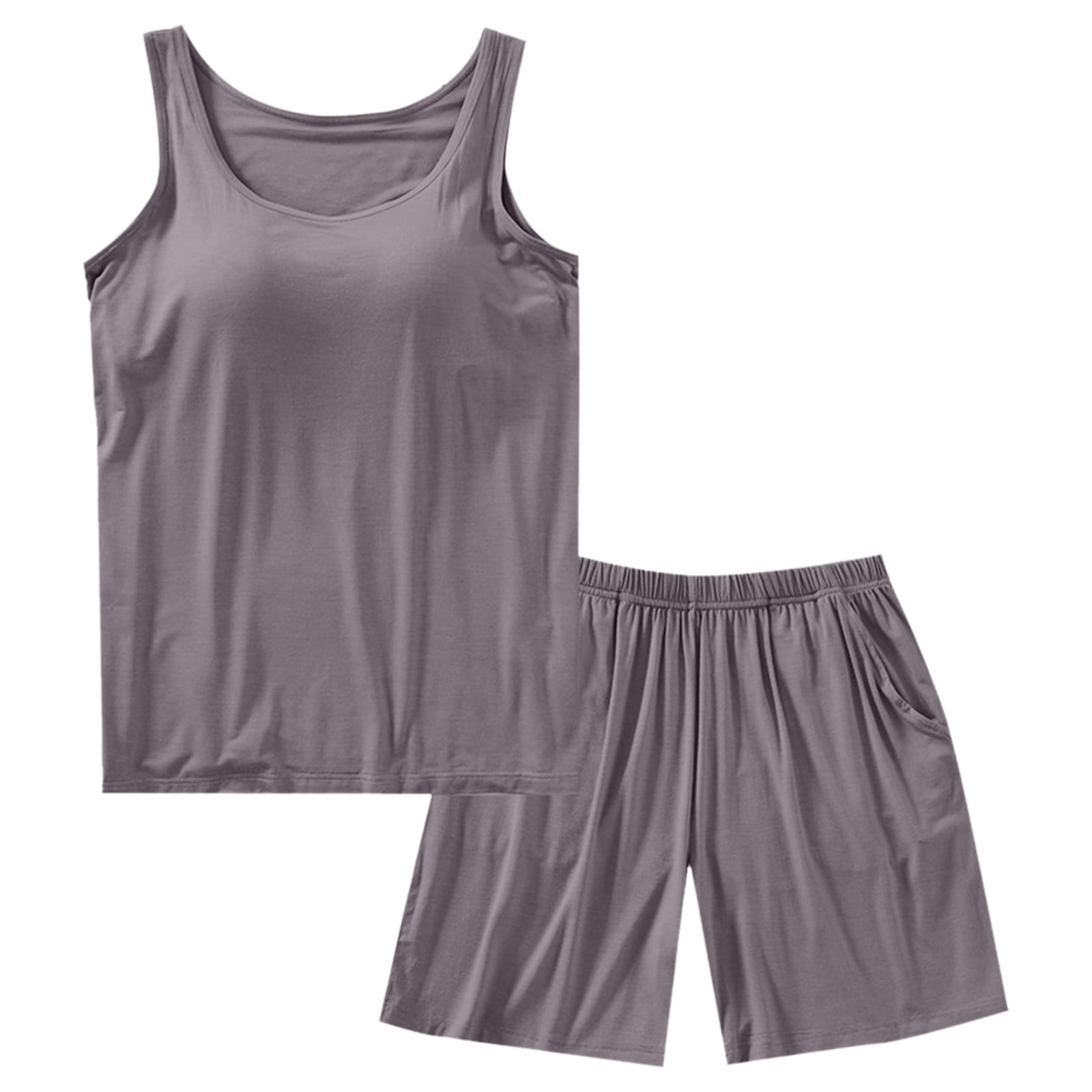 Hugcore Casual Summer Pajama Set – Loose Strap Top & Shorts with Chest ...