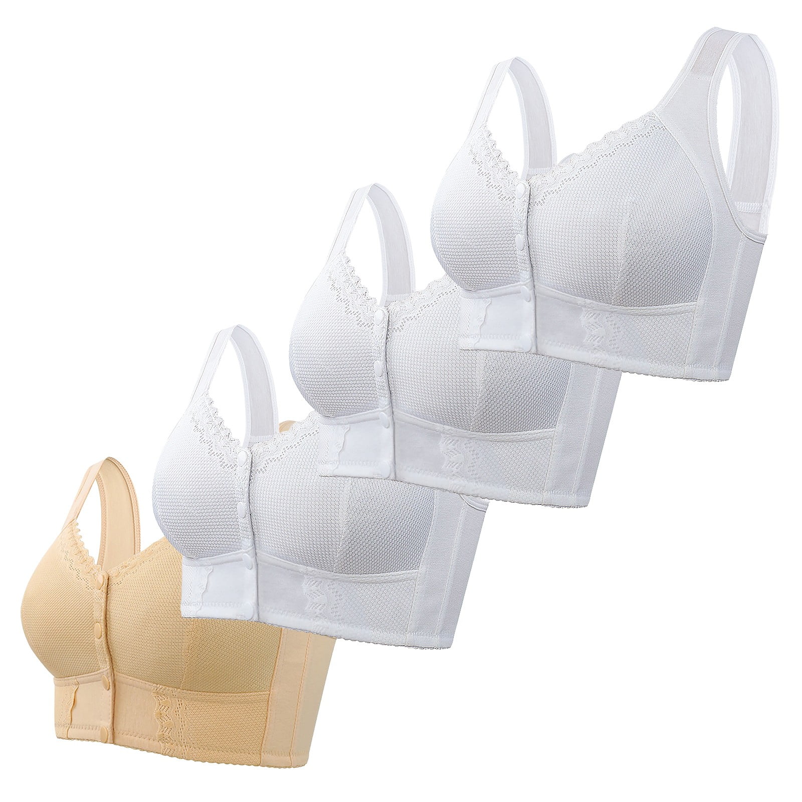 Hugcore Front Snap Bras for Women 4PC Comfort Bra with Wide Straps for ...