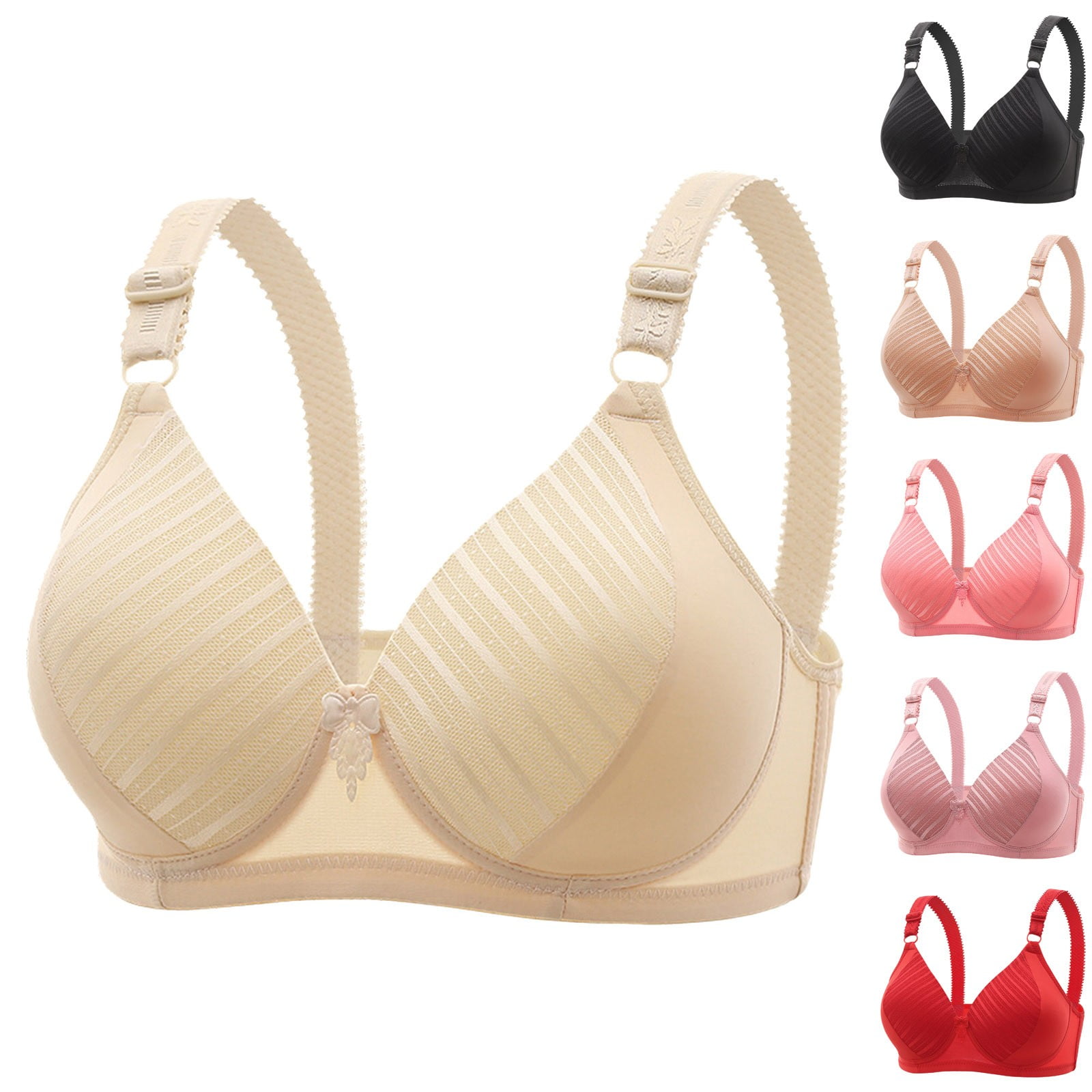 Hugcore Women's Full Coverage Underwire Bra - Adjustable Strap Striped ...