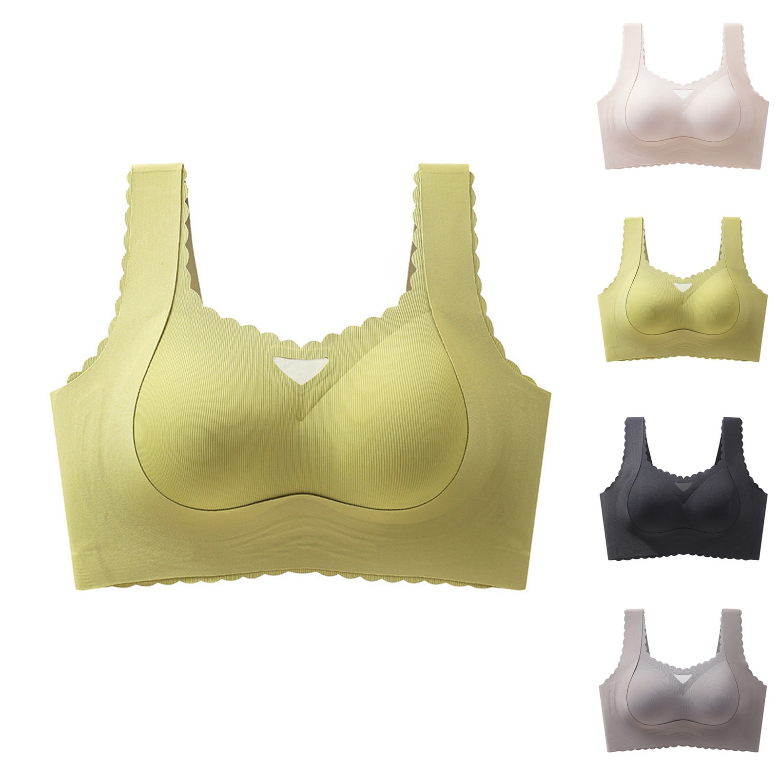 Hugcore Women's Seamless Scalloped Neck Bralette - Wide Strap Wireless ...