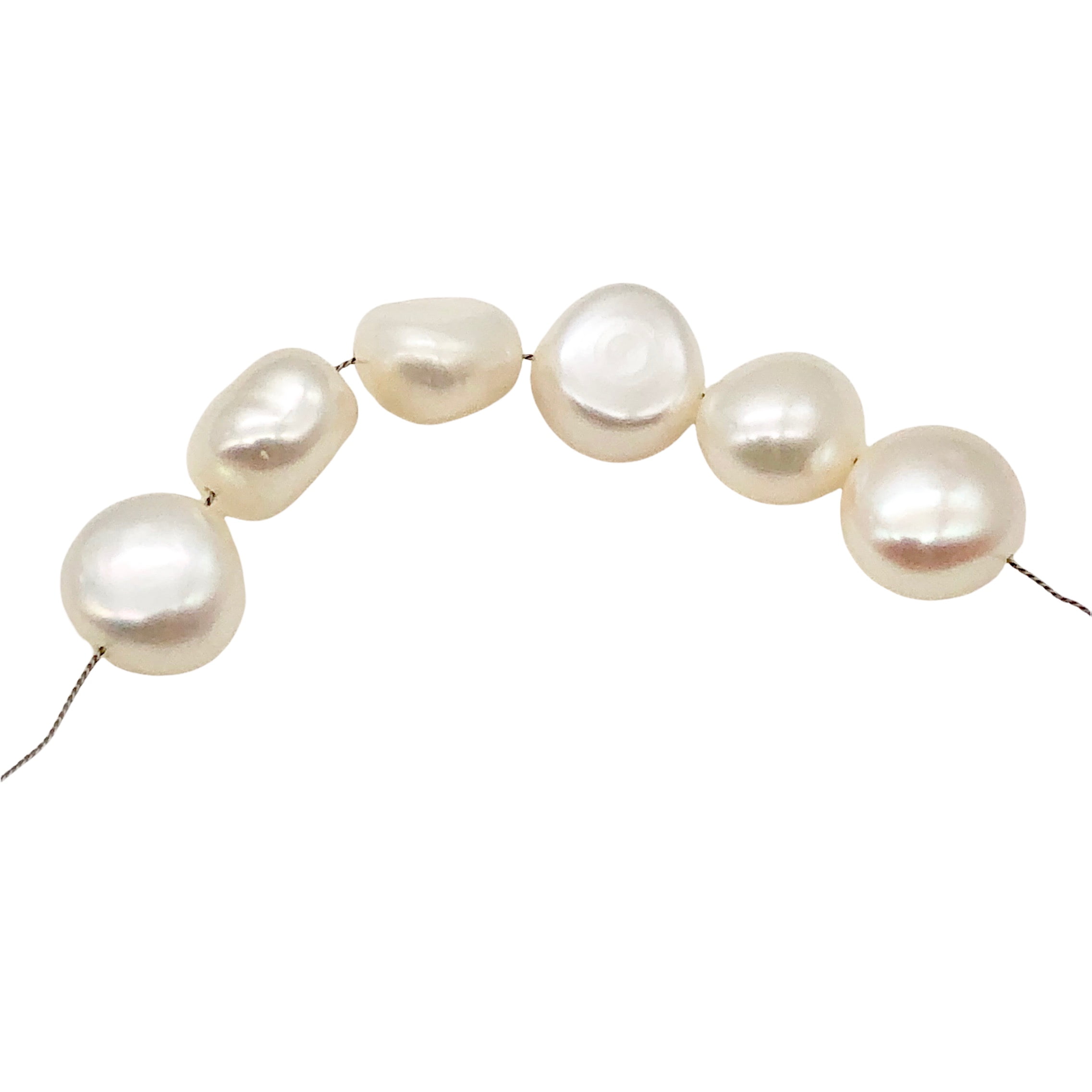 Huge 10 to 9mm Creamy White Button Fresh Water Pearls | 6 Pearls ...
