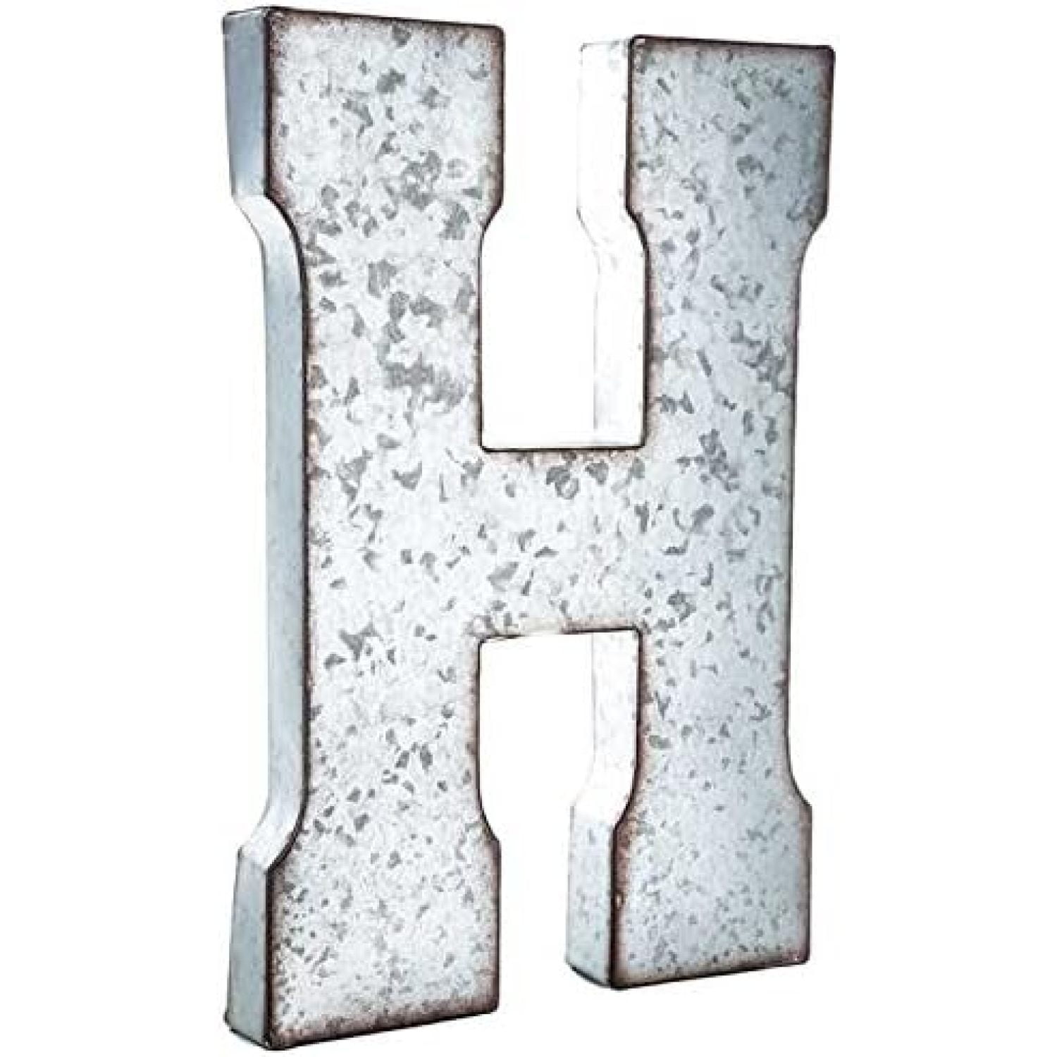 Huge 20" Metal Alphabet Wall Décor Letter H Rusted Edge Galvanized ...