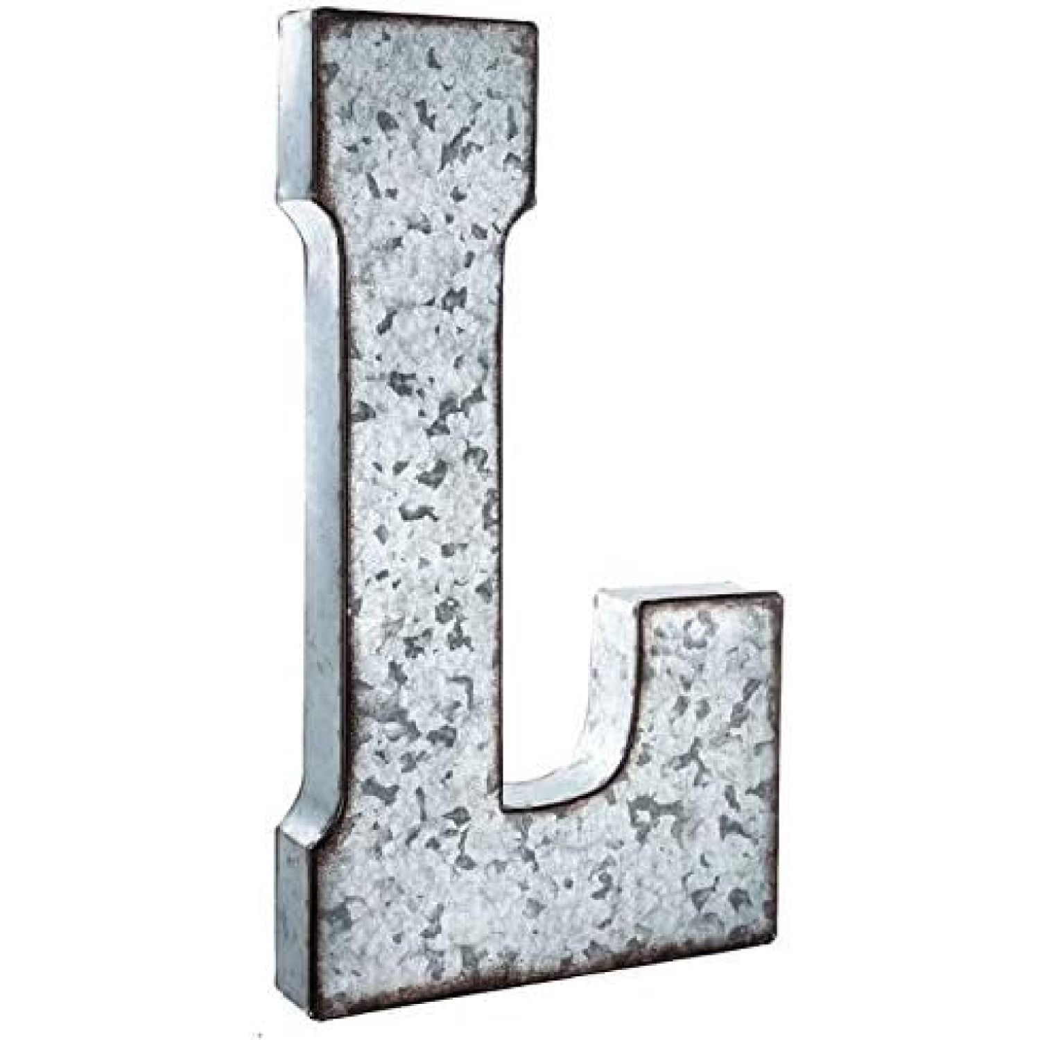 Huge 20" Metal Alphabet Wall Décor Letter L Rusted Edge Galvanized ...