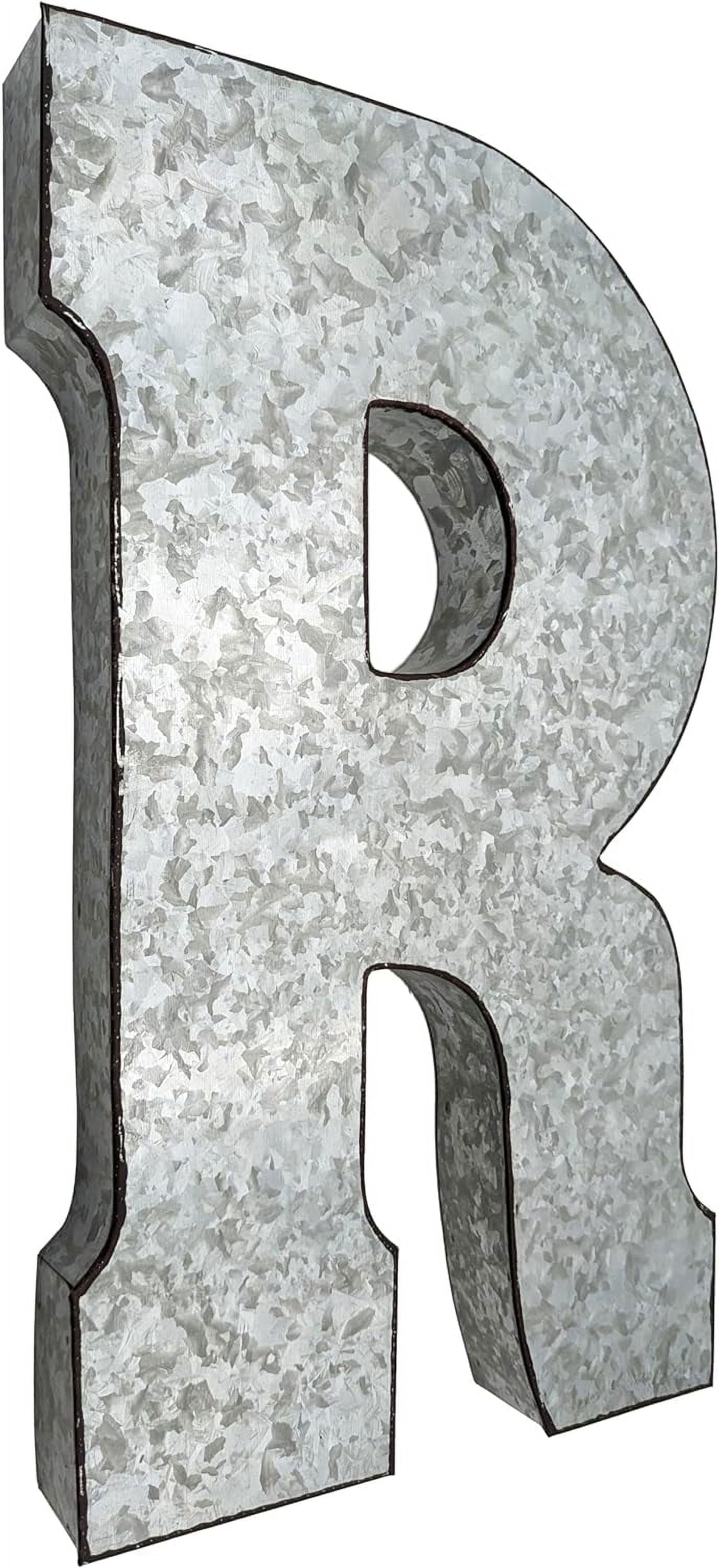 Huge 20" Metal Letter "R" Wall Decor, Silver with Rusted Edges ...