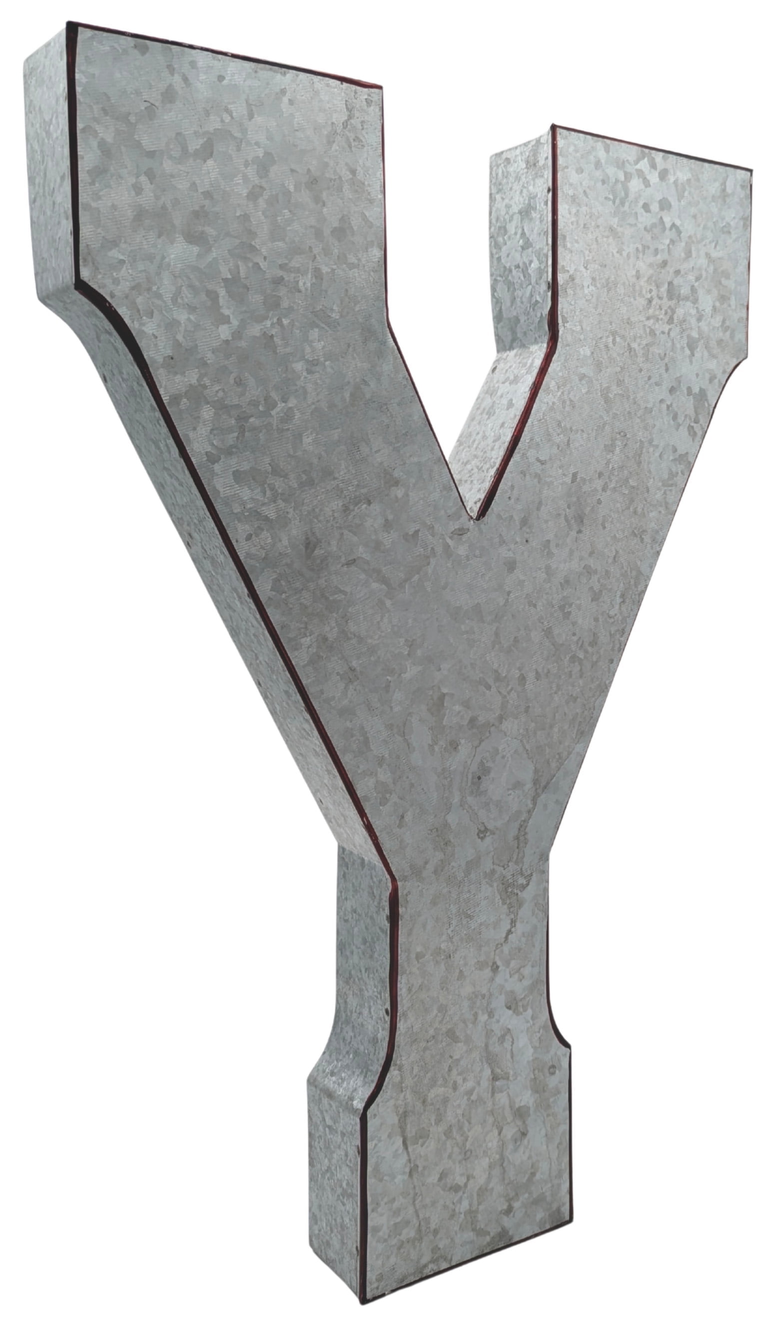 Huge 20" Metal Letter "Y" Wall Decor, Silver with Rusted Edges ...