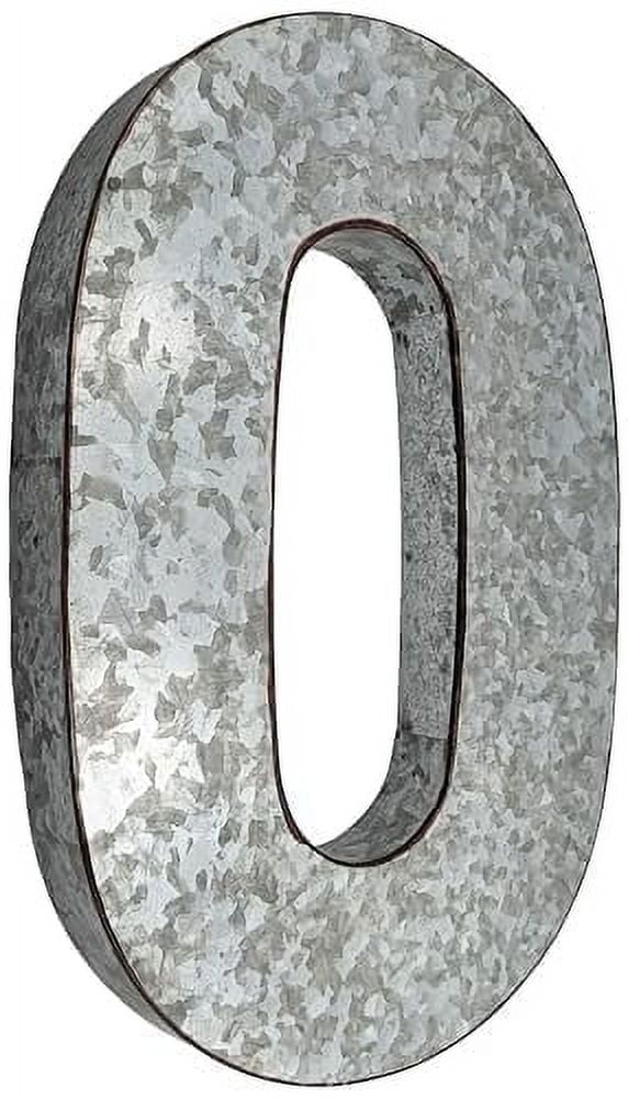 Huge 20" Metal Number Zero 0" Wall Decor, Silver with Rusted Edges ...