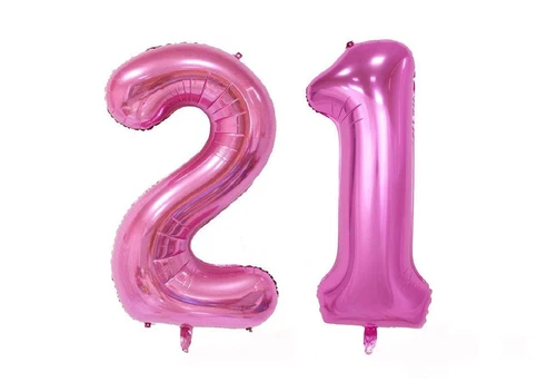 Huge 40" 21 Pink Foil Number Balloons Photo Shoot 21st Birthday Float ...