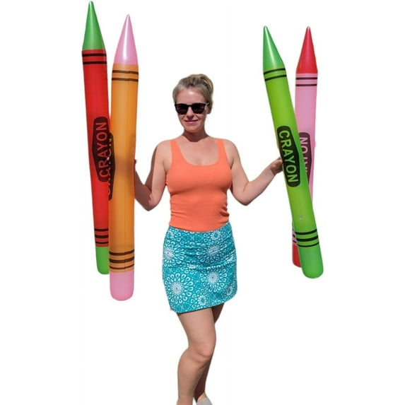 Huge 42" Neon Color Inflatable Crayons (Set of 4 Colors) Jumbo-Sized ...