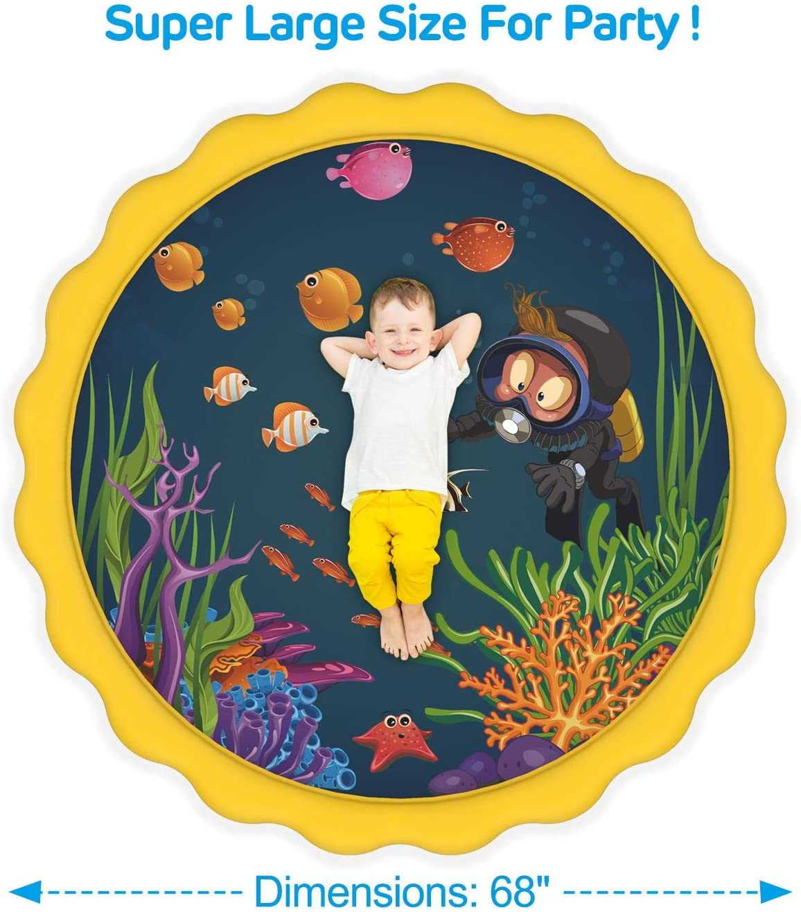 Huge 68″ Splash Water Play Mat for Little Kids & Toddlers, Water ...