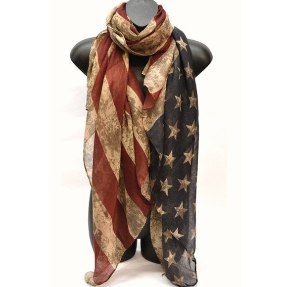 Huge American Flag Scarf Patriotic Red Khaki Blue Shawl Scarf - Walmart.com