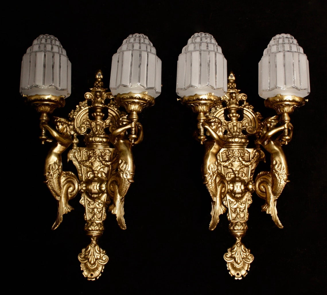 Huge Art Deco Mermaid Wall Sconces – Handcrafted by Sergio Merlin ...