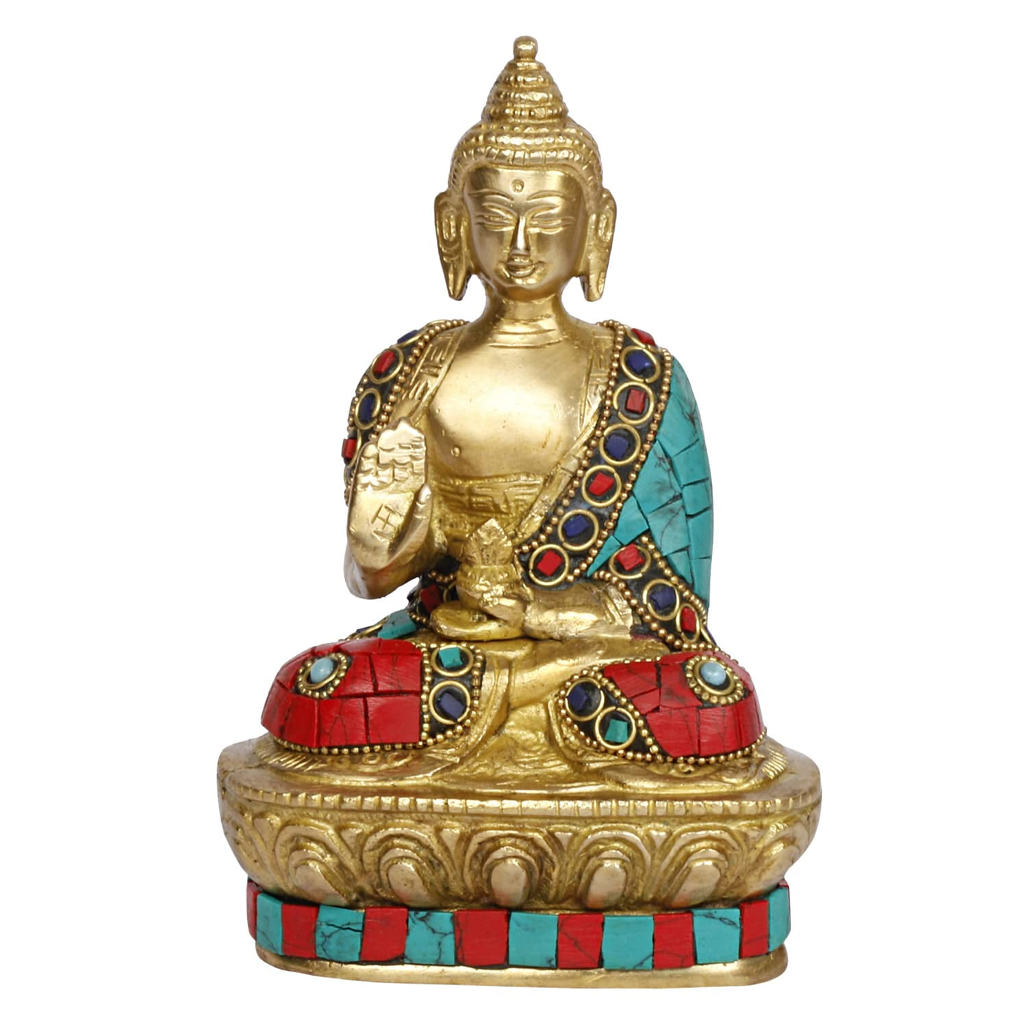 Huge Basket - Brass Buddha Idol Statue Murti in Blessing Posture in ...