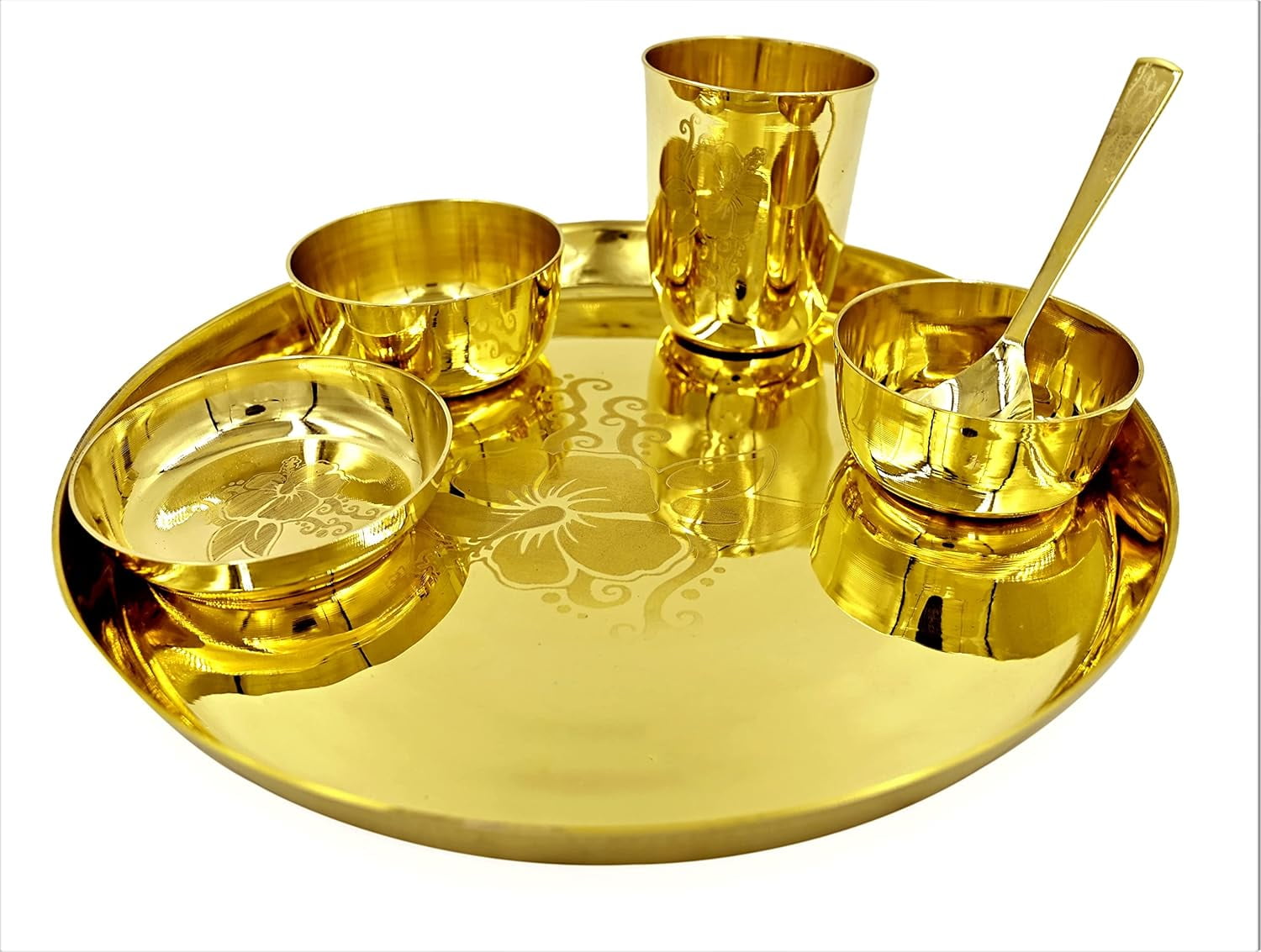 Huge Basket - Pure Lead Free Brass Flower Design Dinner Set of 6 pcs ...