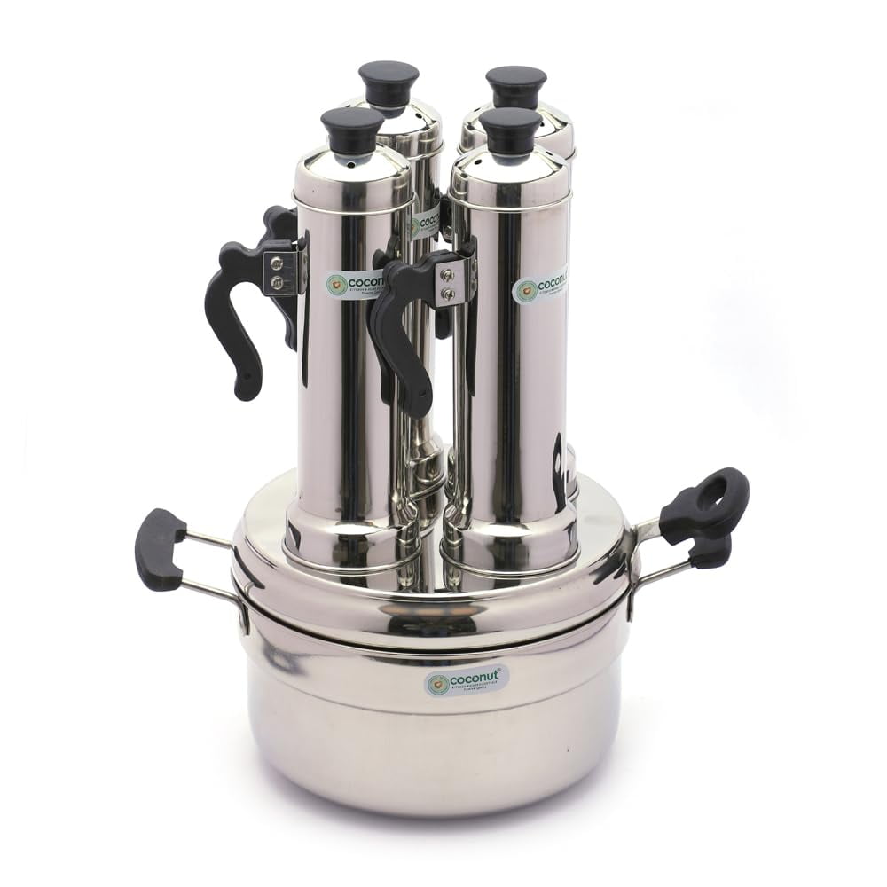 Huge Basket - Stainless Steel Puttu Cooker With 4 Puttu Maker - 1 Unit ...