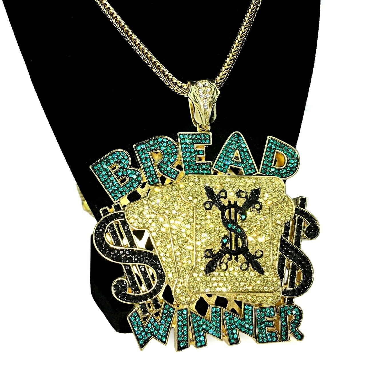 Huge Bread Winner Bling Pendant Chain Custom Style Cash Money Charm ...